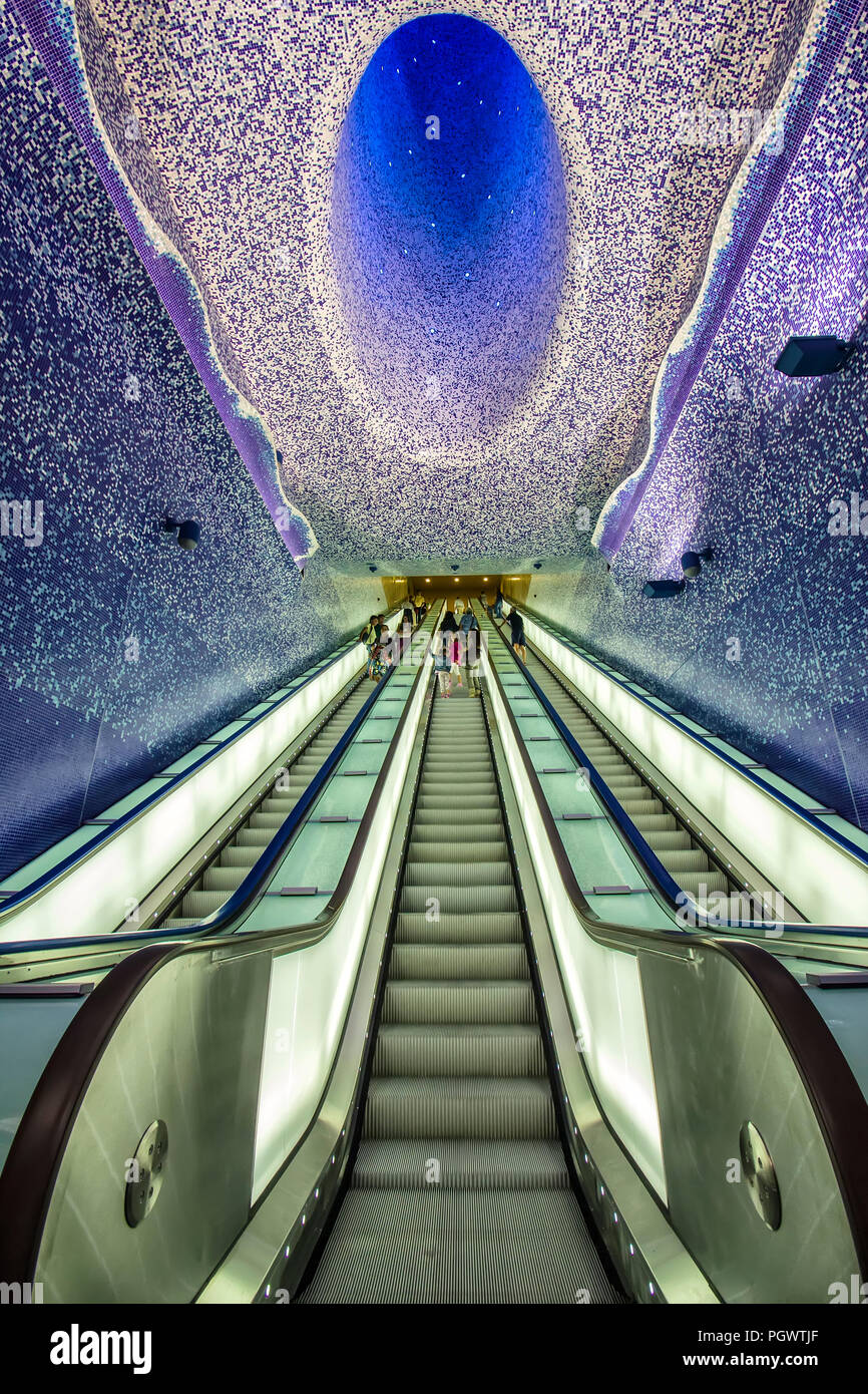 Naples - September 17, 2012: Toledo Subway Station of Naples opened to ...