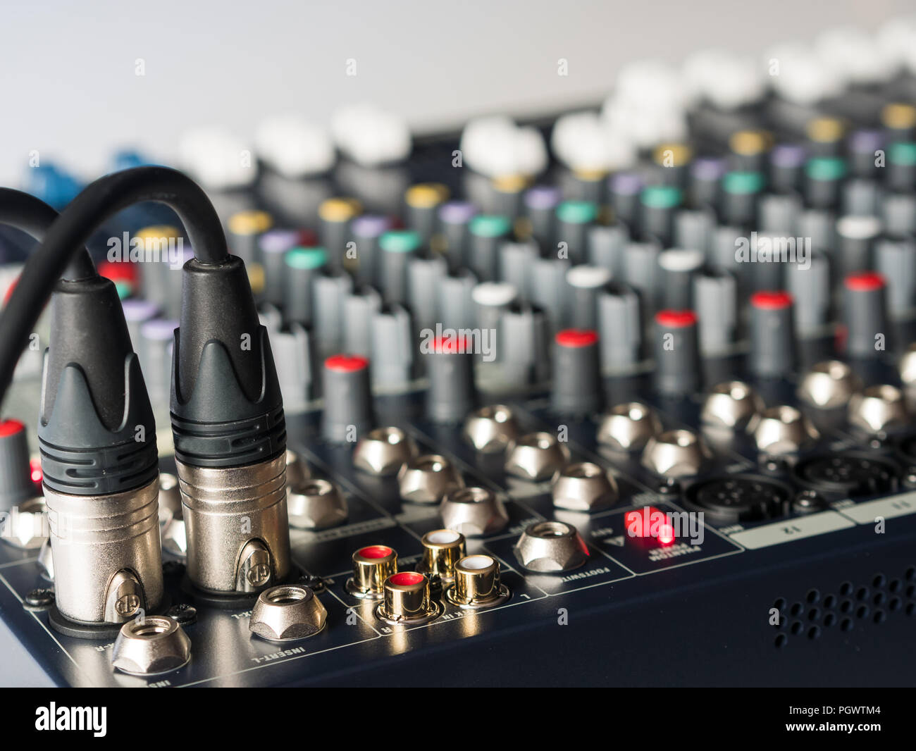 Audio mixer equipment details at studio close up Stock Photo - Alamy