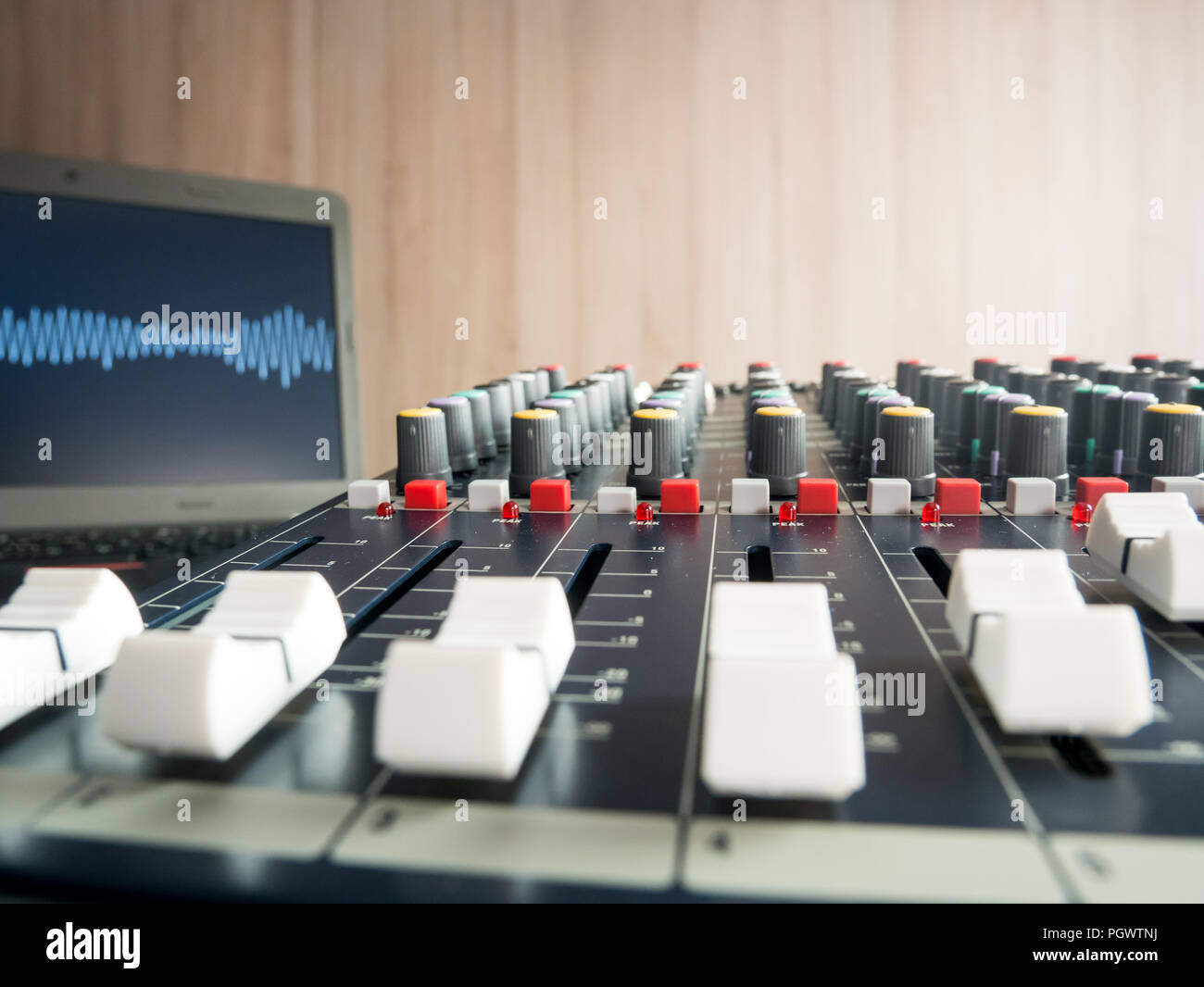 Audio mixer and digital equalizer in music studio Stock Photo - Alamy