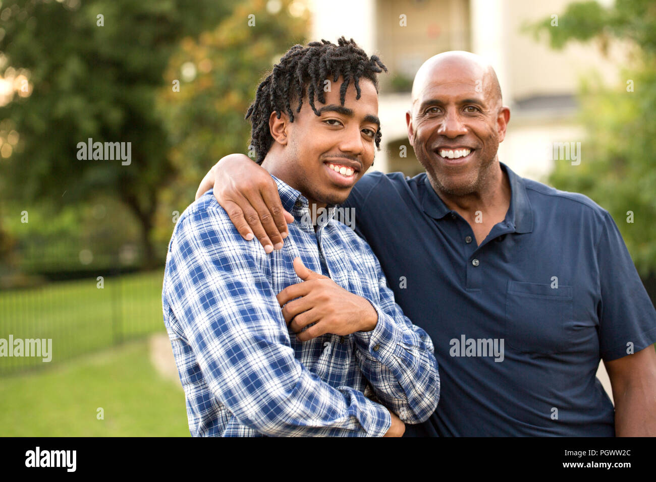 African American father and his adult son Stock Photo - Alamy