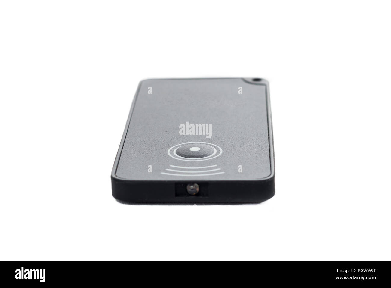 infrared remote control with a button on white background in studio ...