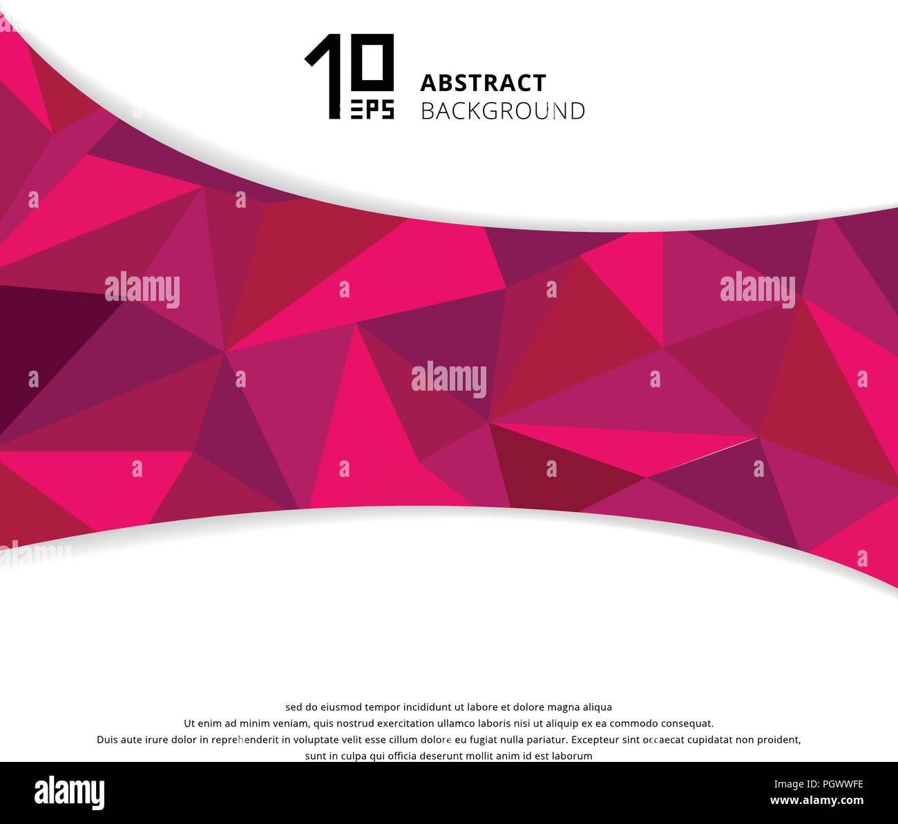 Abstract geometric pink or purple polygon on white background. Vector ...