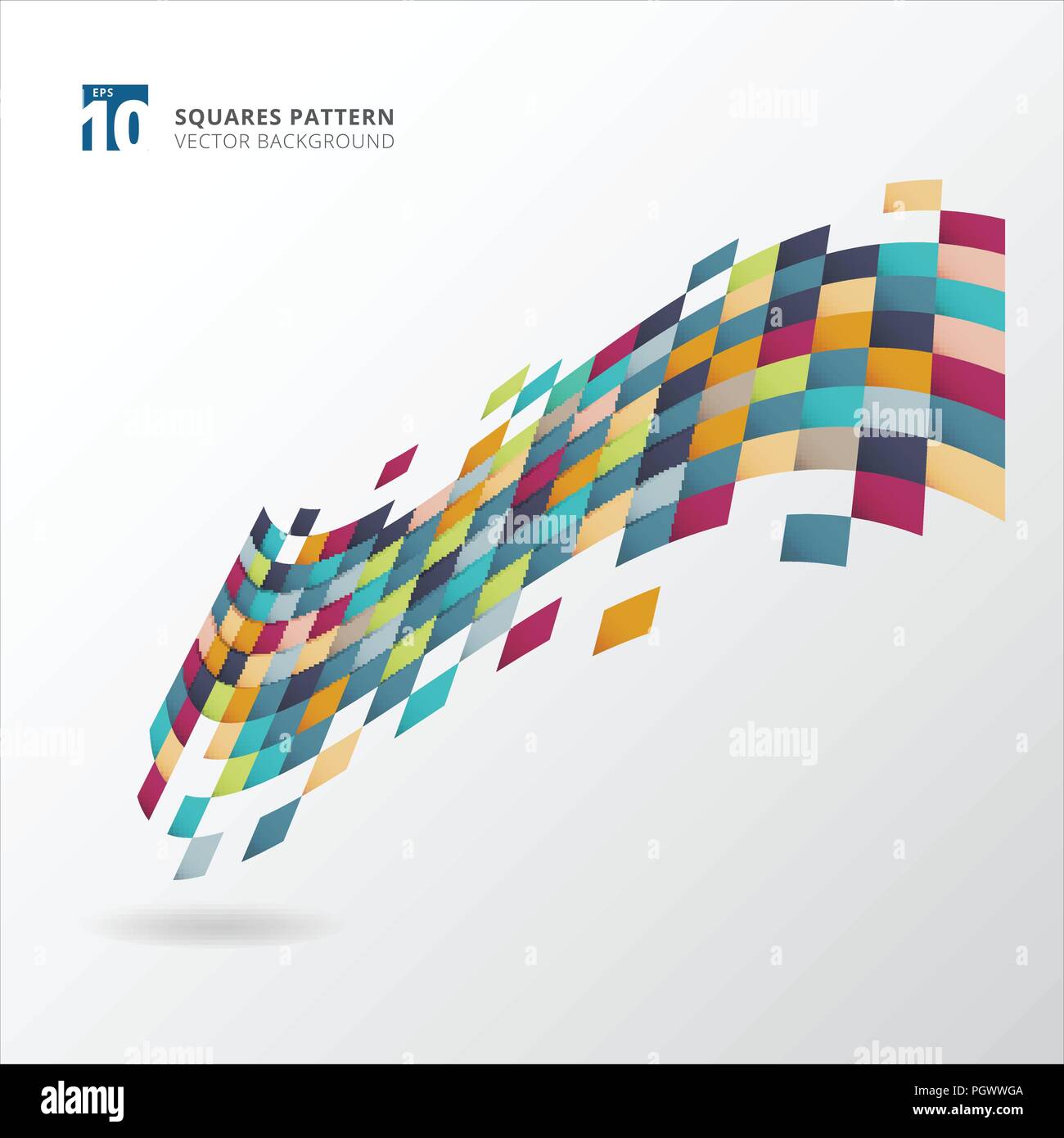 Abstract colorful squares pattern wave pixel background design for ...