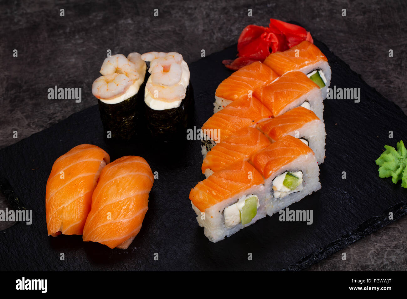 Japanese sushi set with various ingredient Stock Photo - Alamy