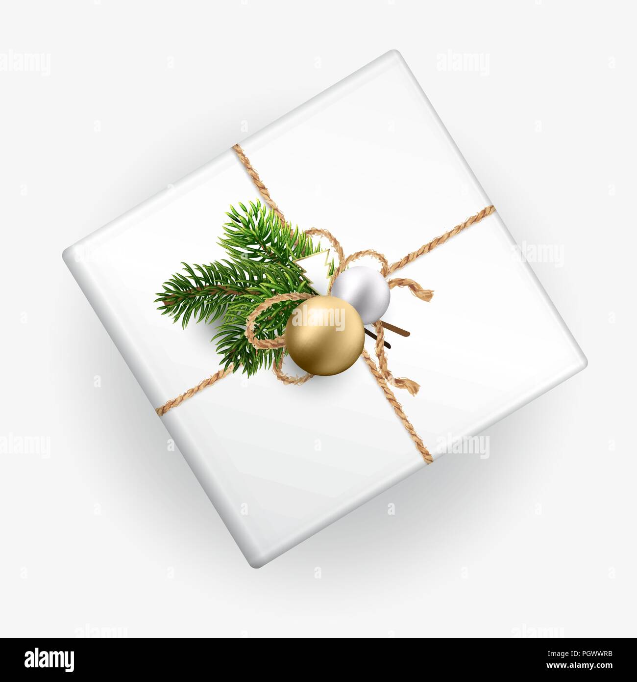Gift box christmas branches Stock Vector Images - Alamy