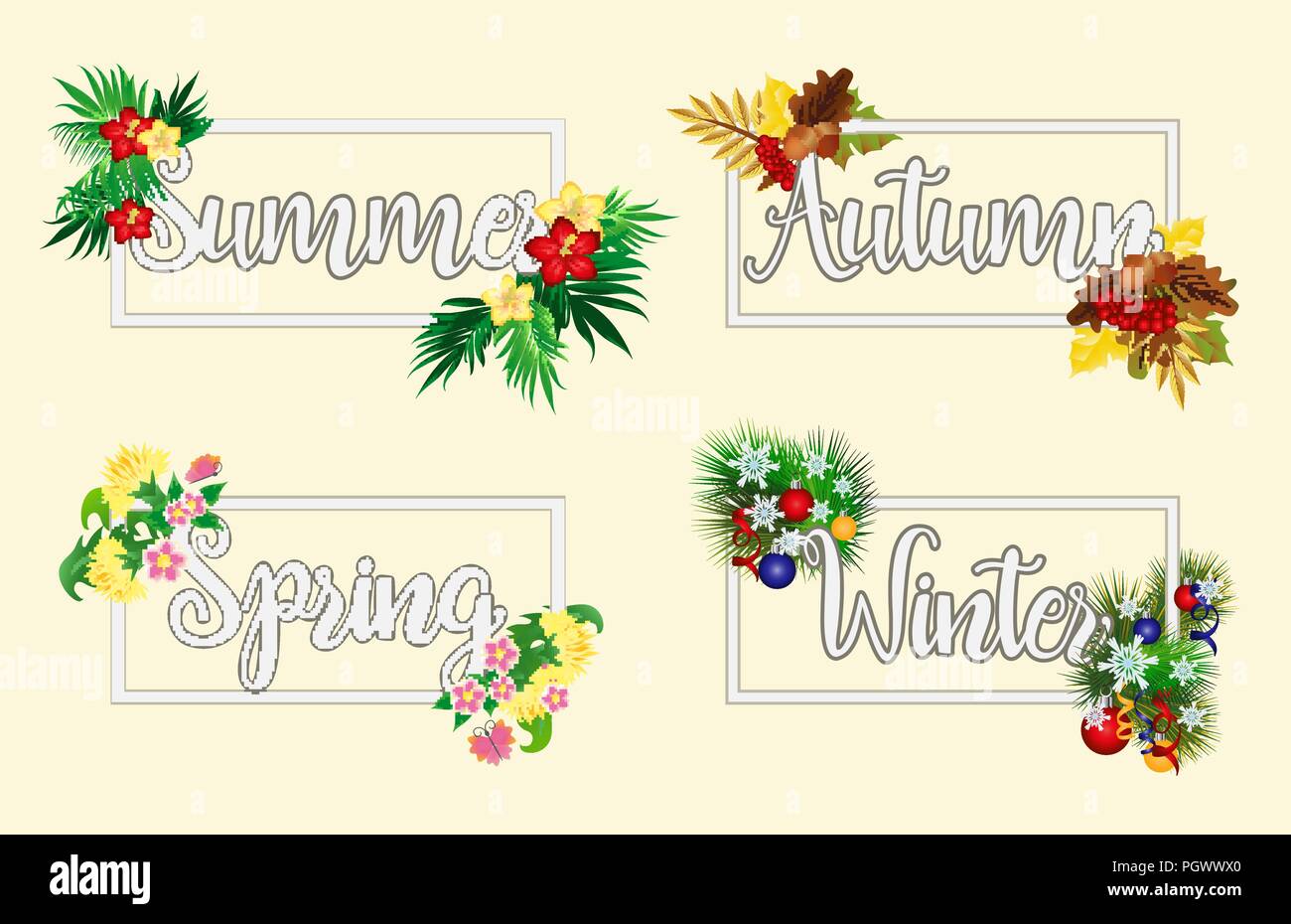 Four seasons words, vector illustration Stock Vector Image & Art - Alamy