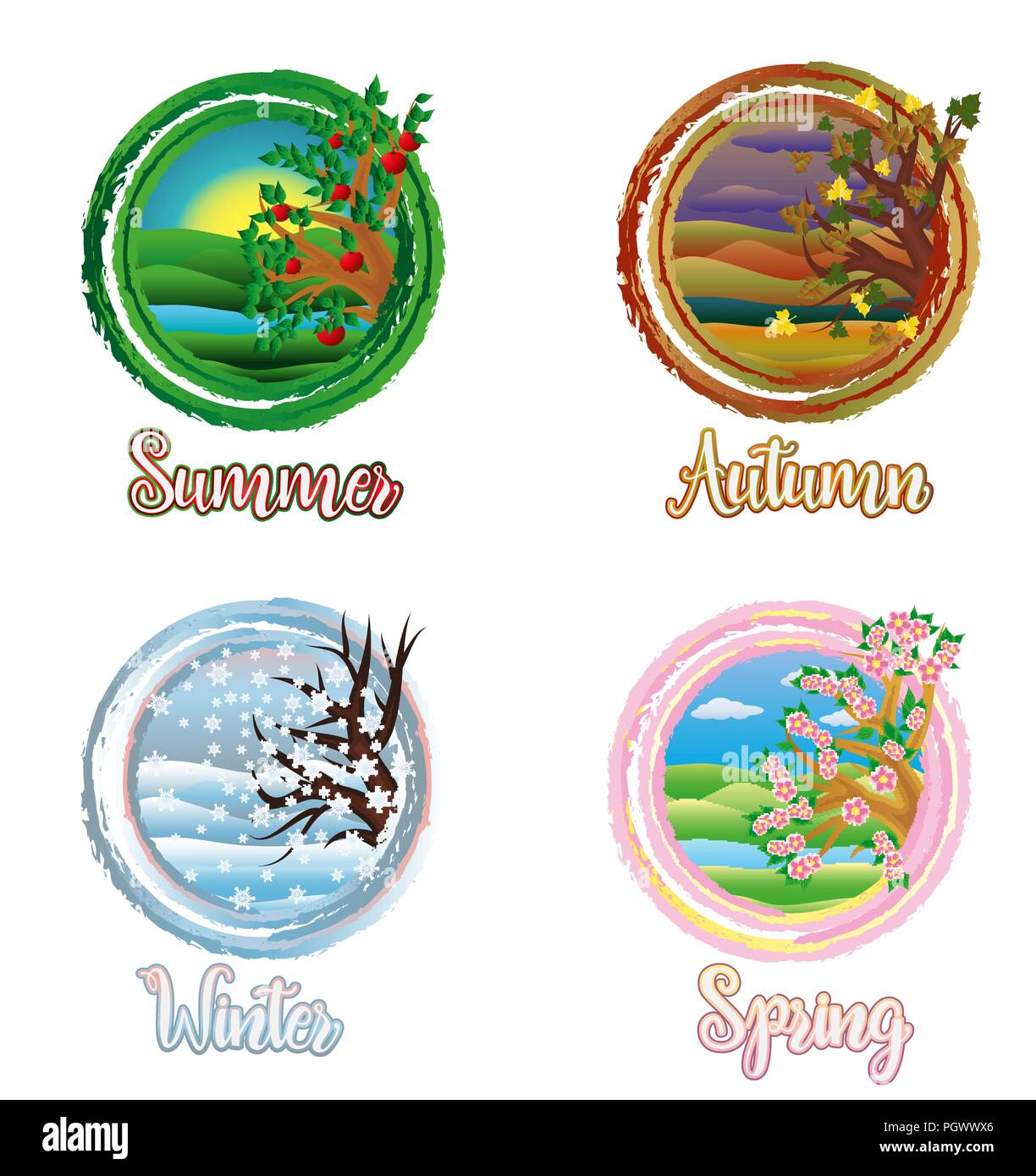 Four seasons cards, vector illustration Stock Vector Image & Art - Alamy