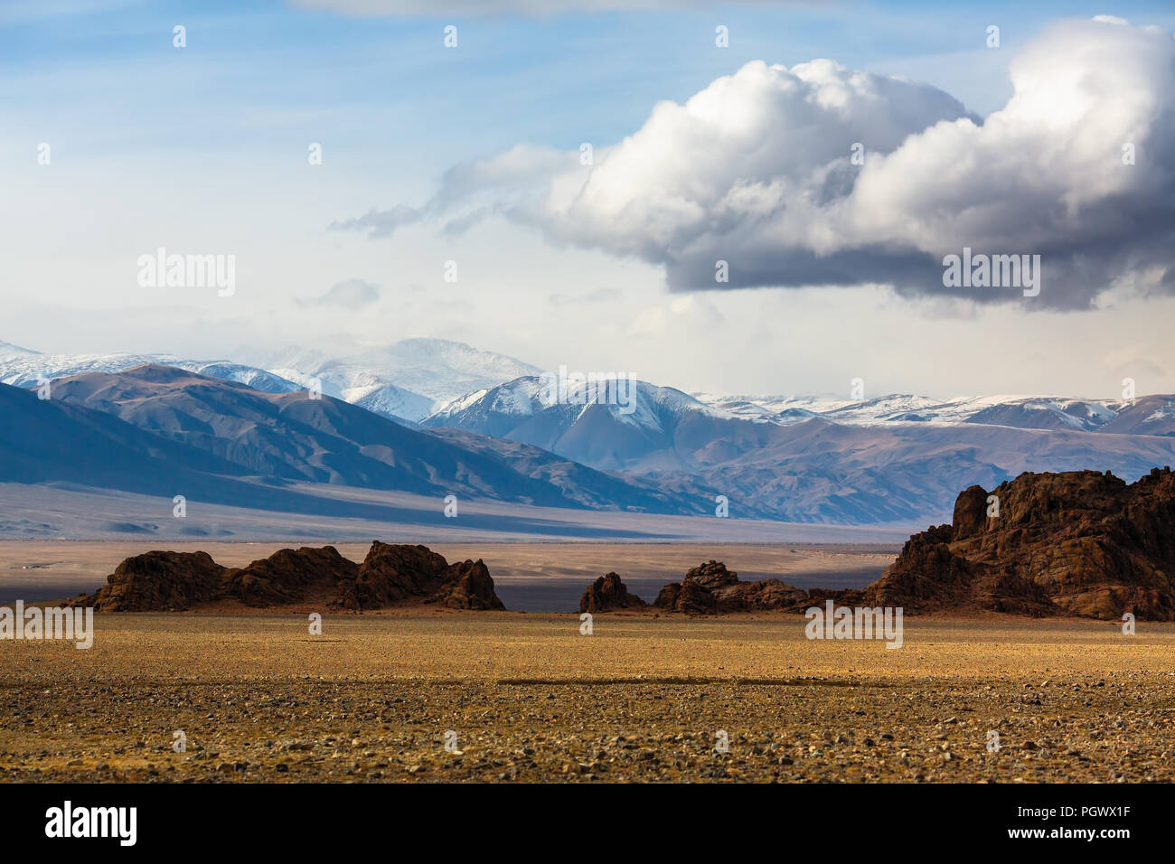 Amazing views of the steppe and mountains of Western Mongolia Stock ...