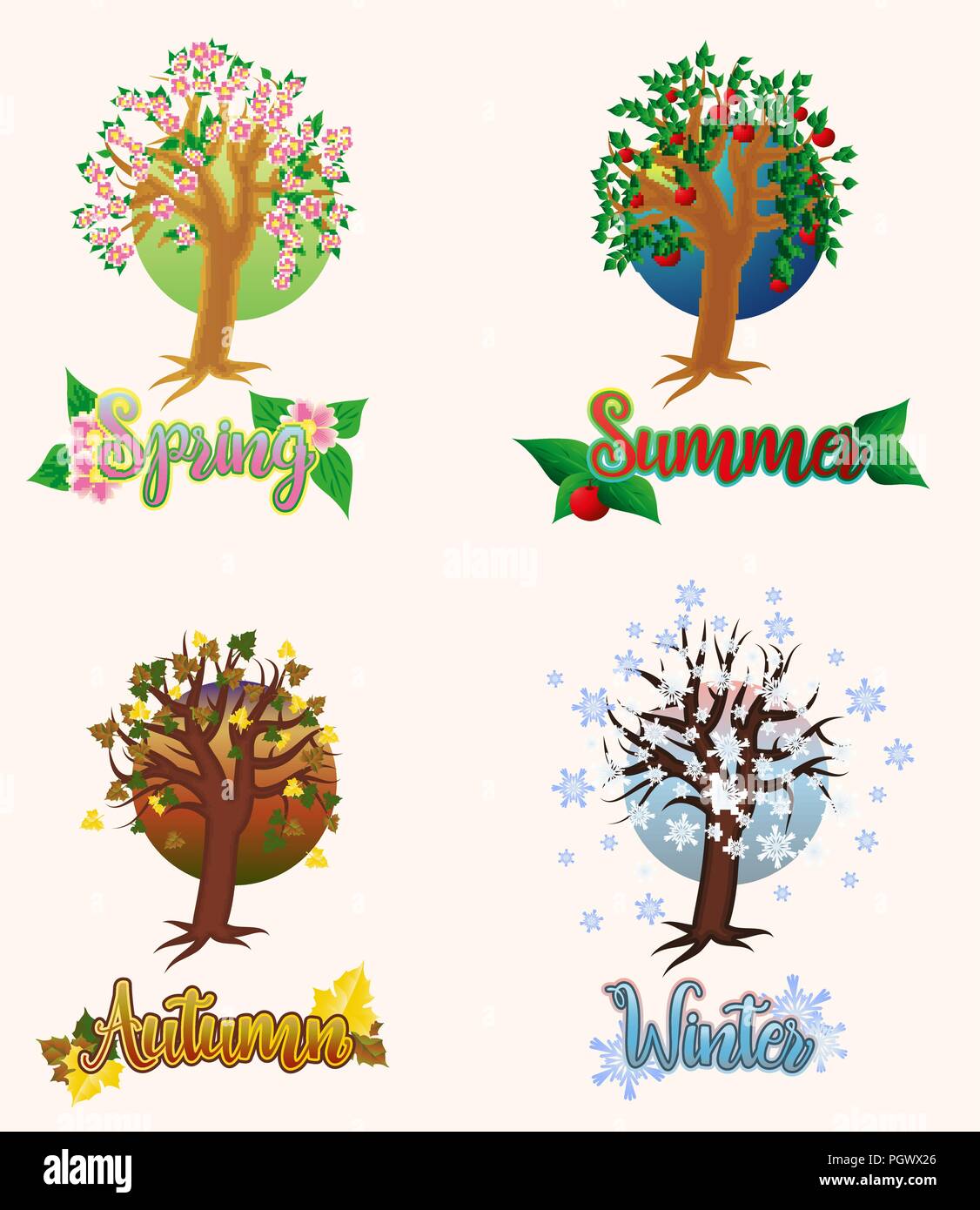 Four seasons cards, vector illustration Stock Vector Image & Art - Alamy
