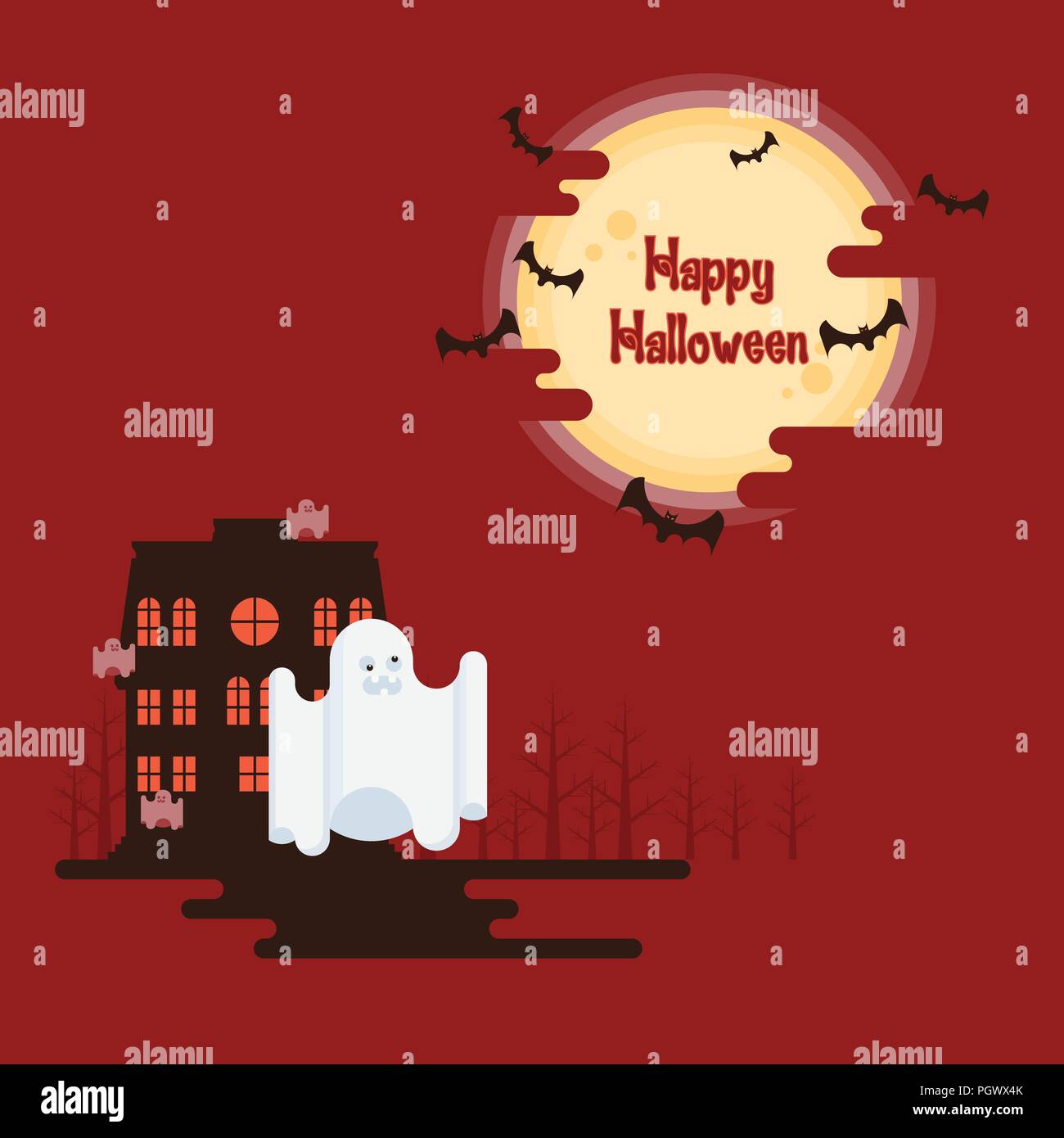 House ghost bats flying Stock Vector Images - Alamy