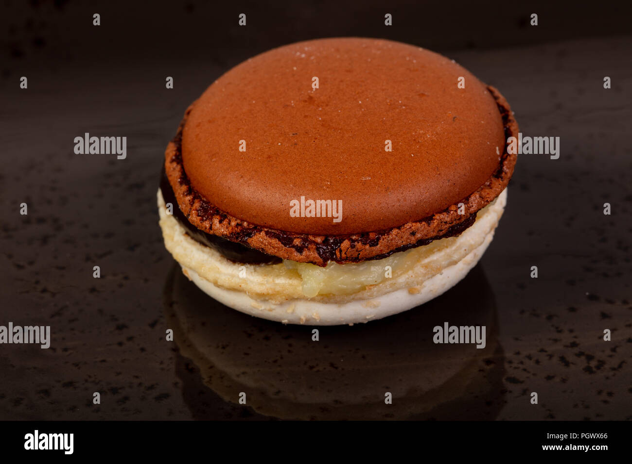 Almond Macaroons dessert in the plate Stock Photo - Alamy