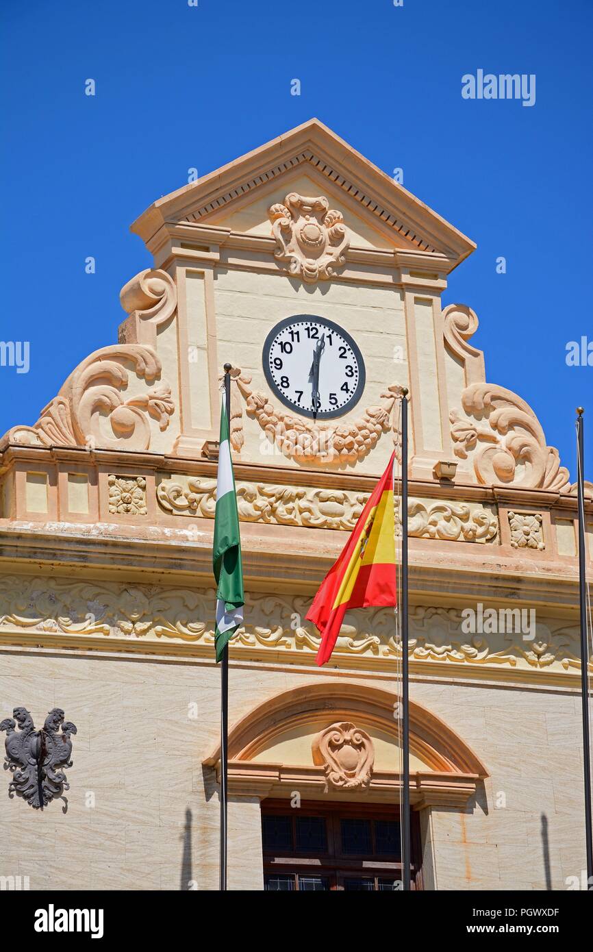 Front view of the town hall in the Plaza de la Laguna, Ayamonte, Huelva ...