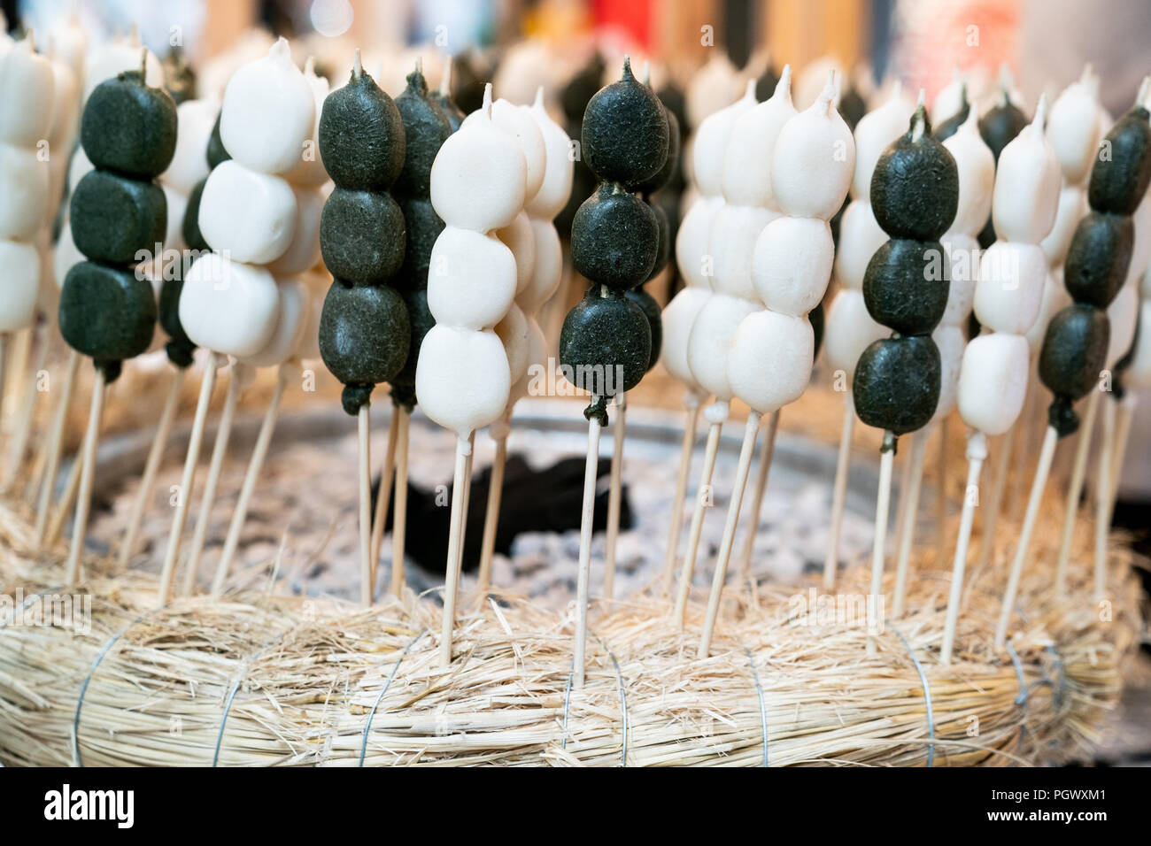 japanese dessert displaying in the stall. a kind of traditional cuisine ...