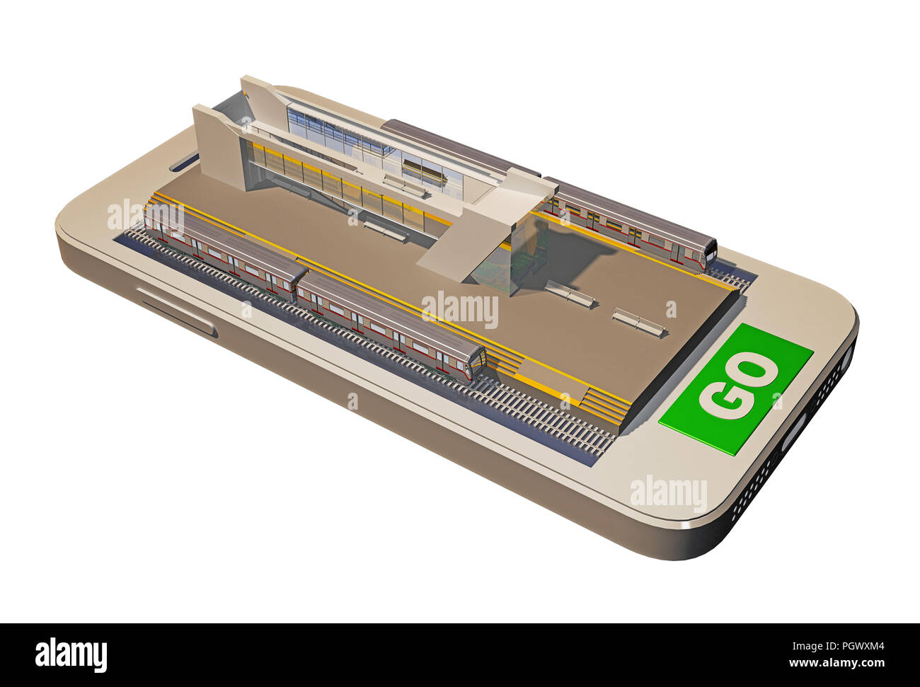 Metro station on the mobile phone screen. 3d rendering Stock Photo - Alamy