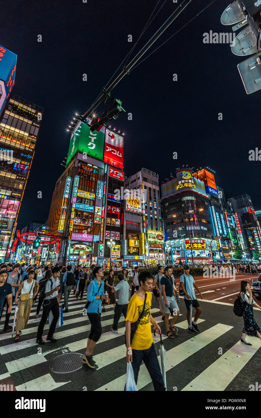 Tokyo, Shinjuku Ward - August 11, 2018 : Night scene in Kabukicho ...