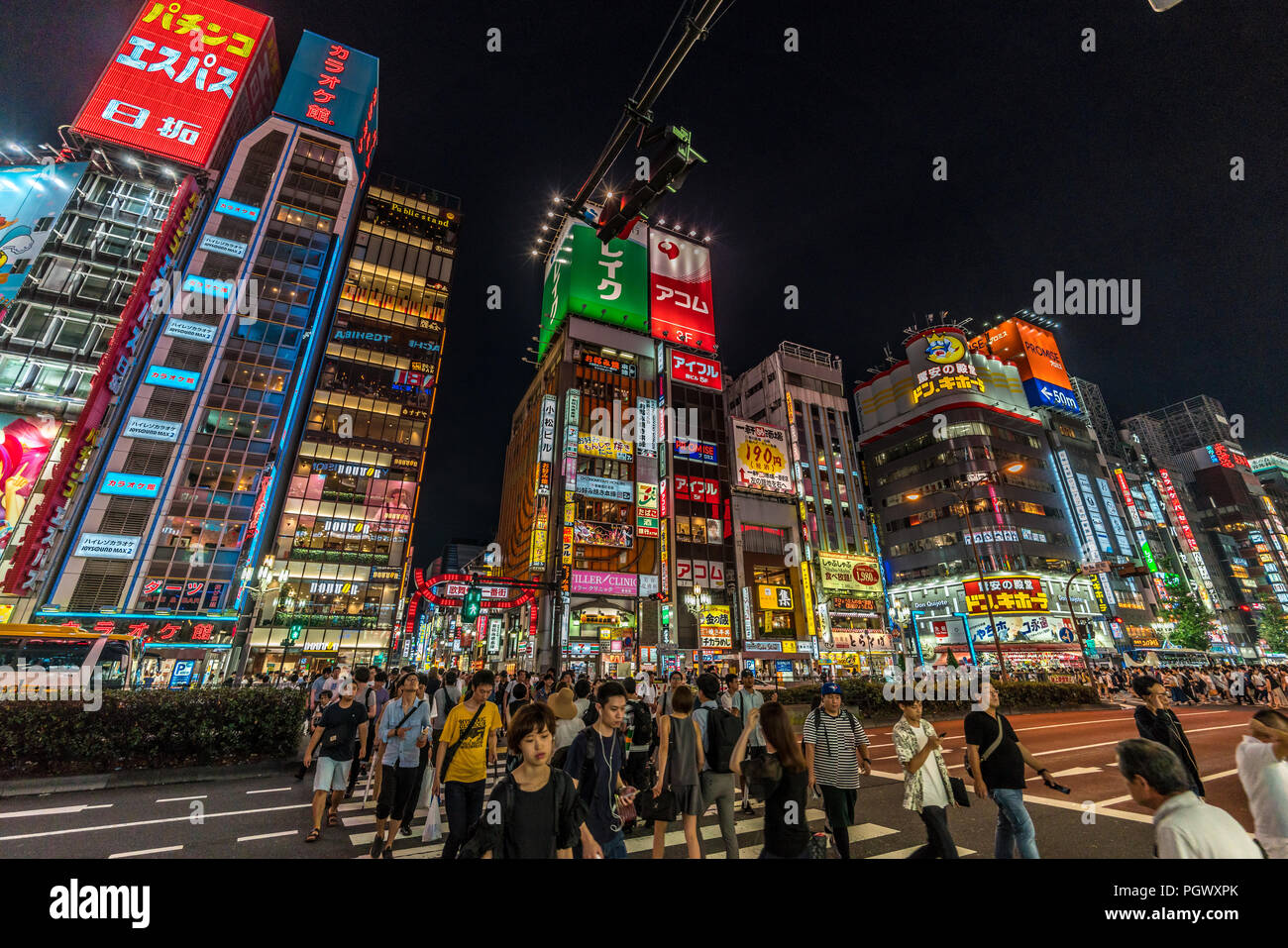 Tokyo, Shinjuku Ward - August 11, 2018 : Night scene in Kabukicho ...