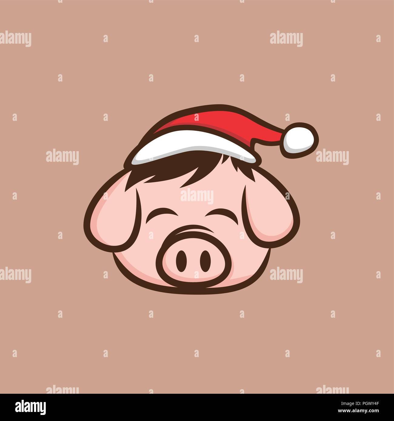 merry christmas pork bacon pig theme cartoon vector Stock Vector Image ...