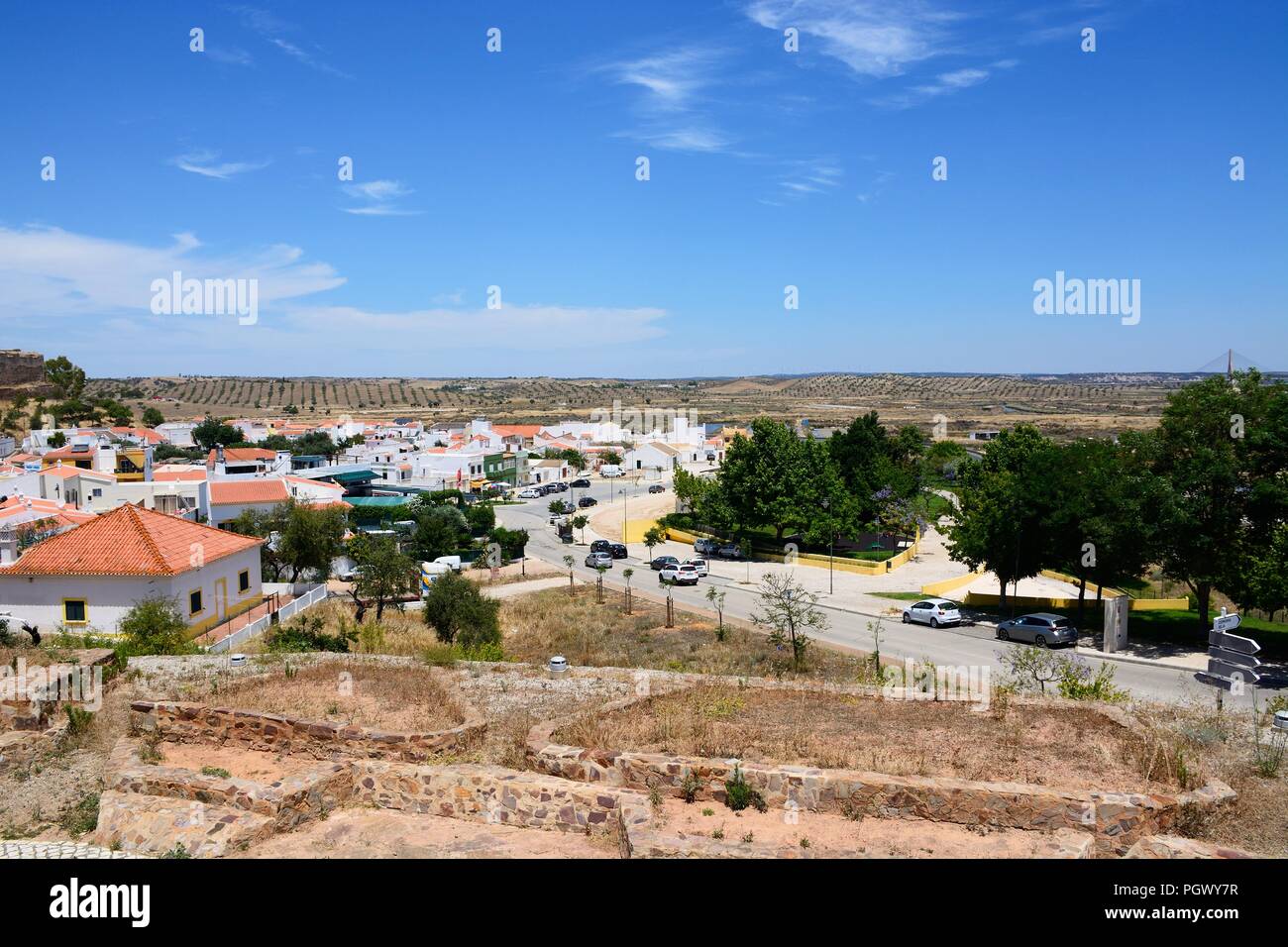 Elevated view of the town with views towards the olive groves to the ...