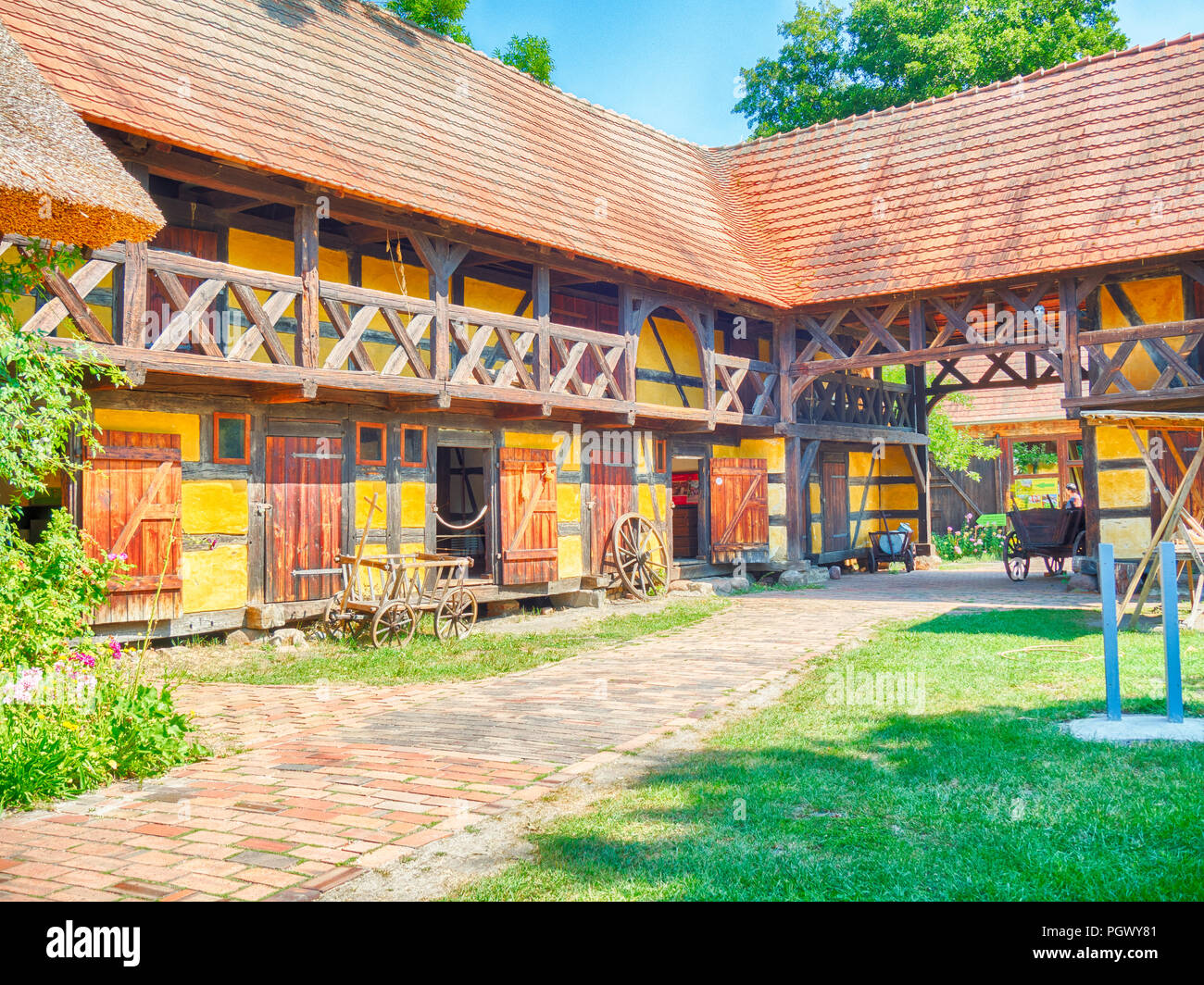 Exhibition in open-air museum (Spreewaldmuseum) in Lehde, Spreewald ...