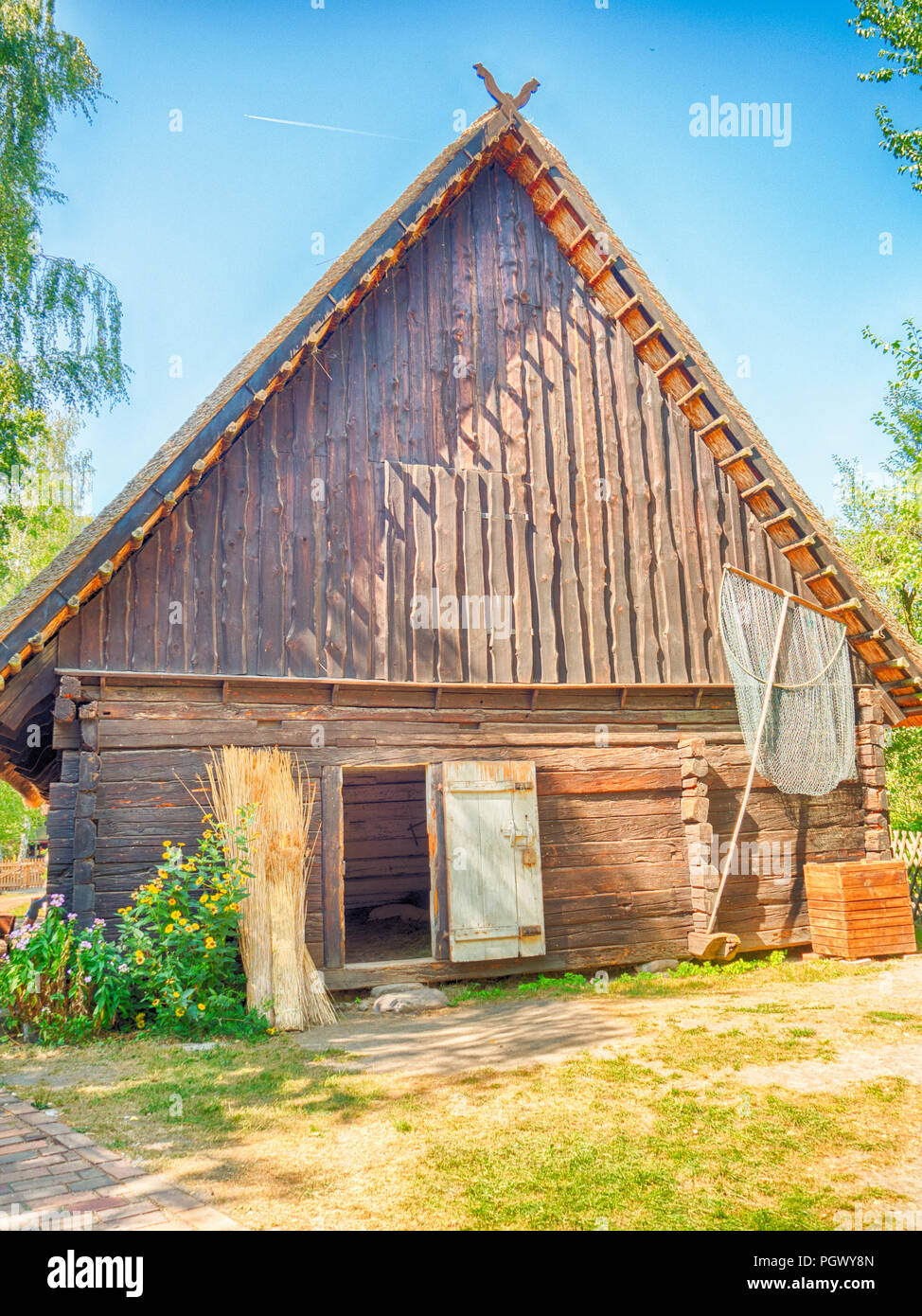 Hut in open-air museum (Spreewaldmuseum) in Lehde, Spreewald, Germany ...