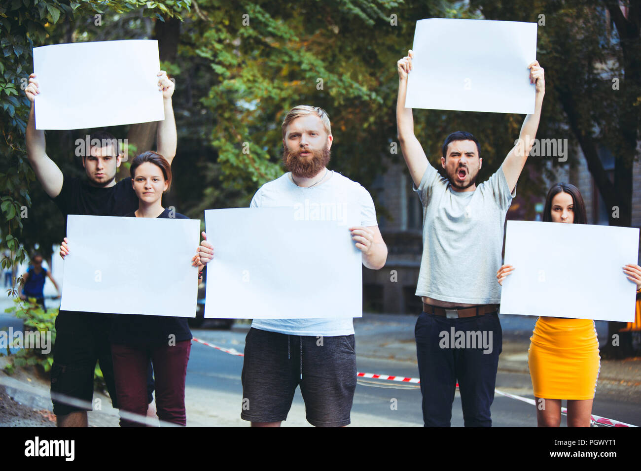 Angry man holding empty protest hi-res stock photography and images - Alamy
