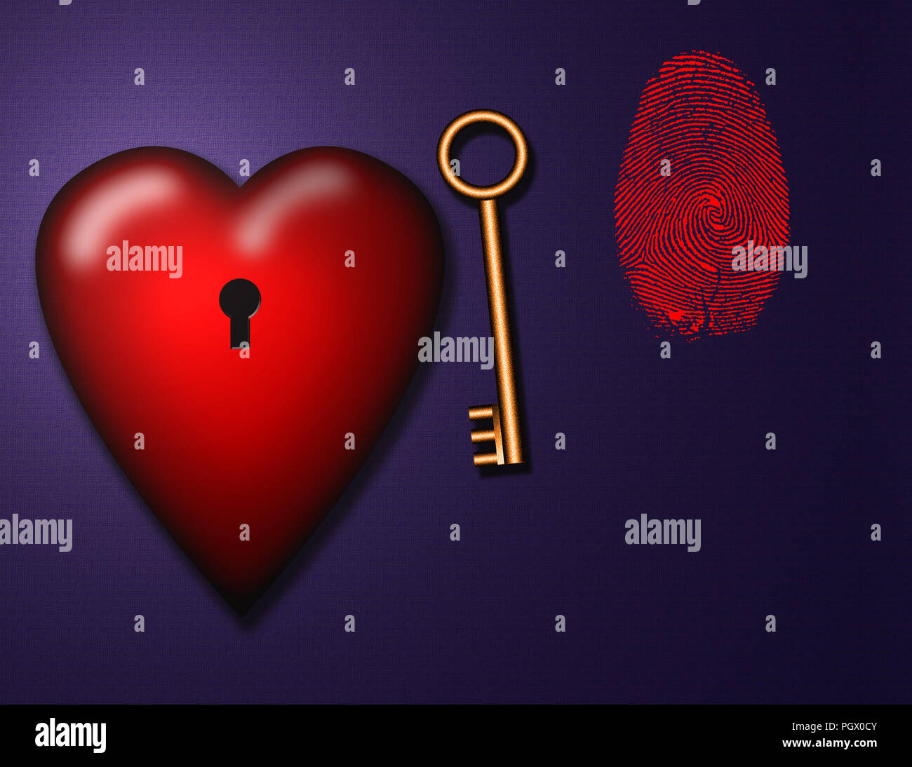 Heart with keyhole. Golden key Stock Photo - Alamy