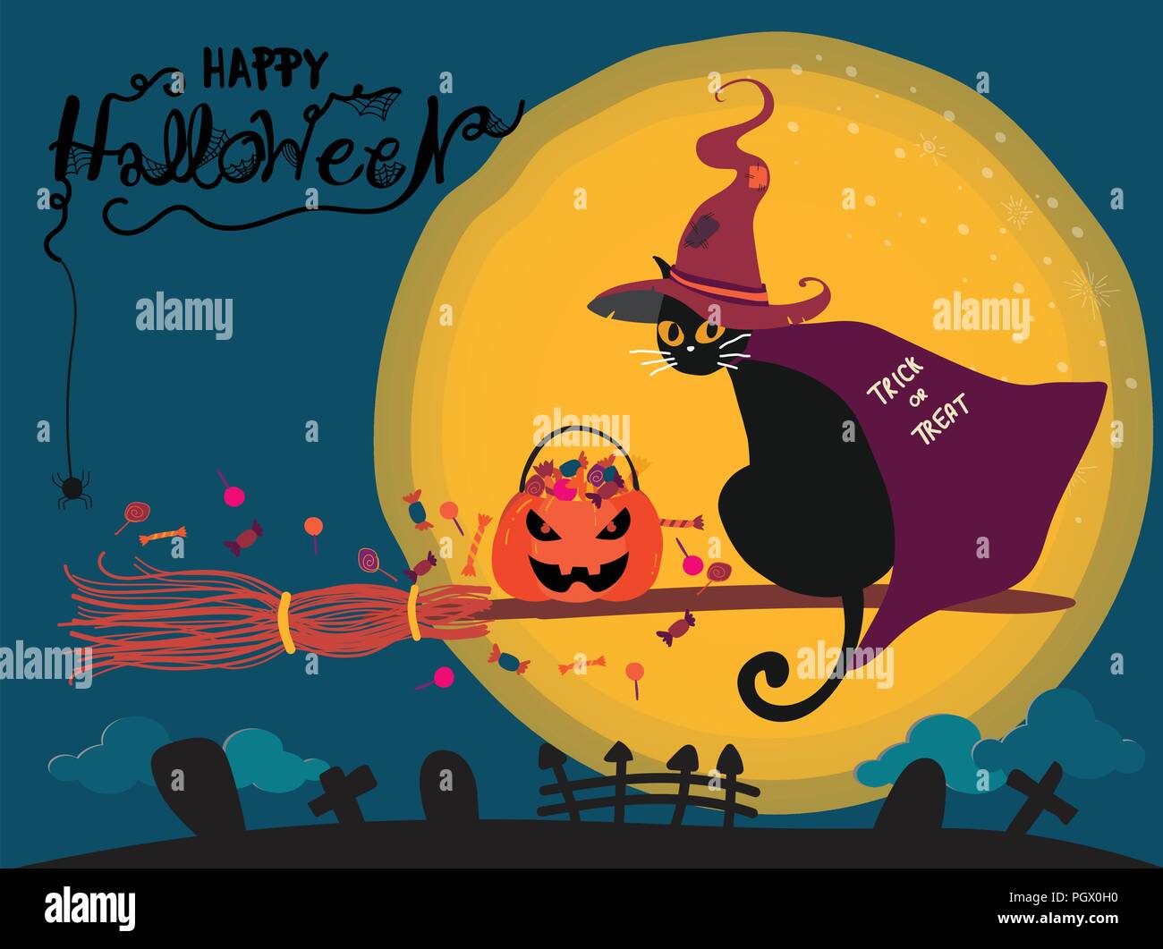 Cartoon cat halloween Stock Vector Images - Alamy