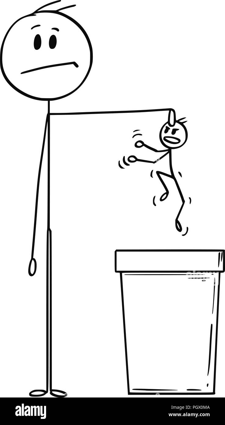 Worker throwing garbage bin Stock Vector Images - Alamy