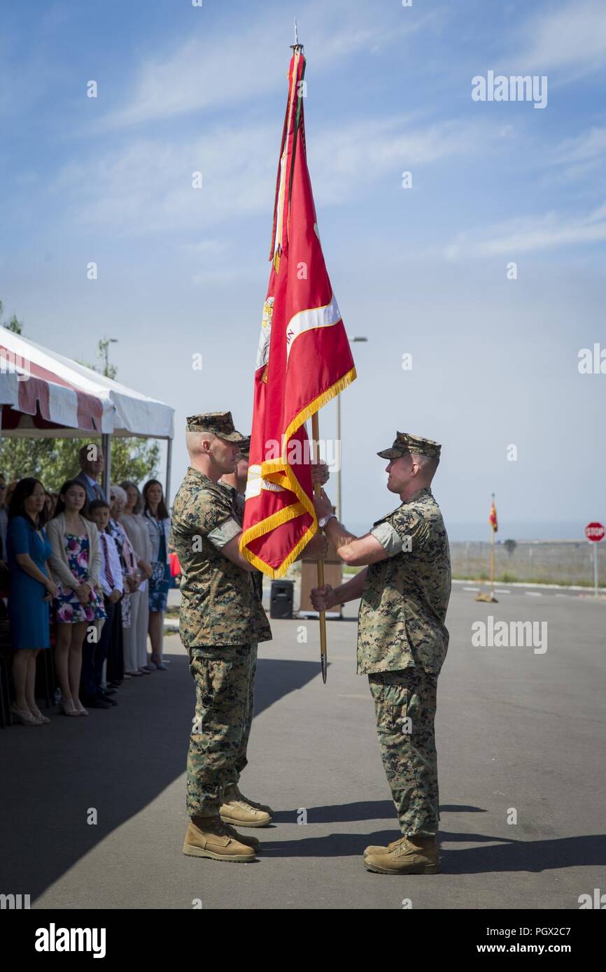 U.S. Marine Lt. Col. Richard Martin, left, outgoing commanding officer ...
