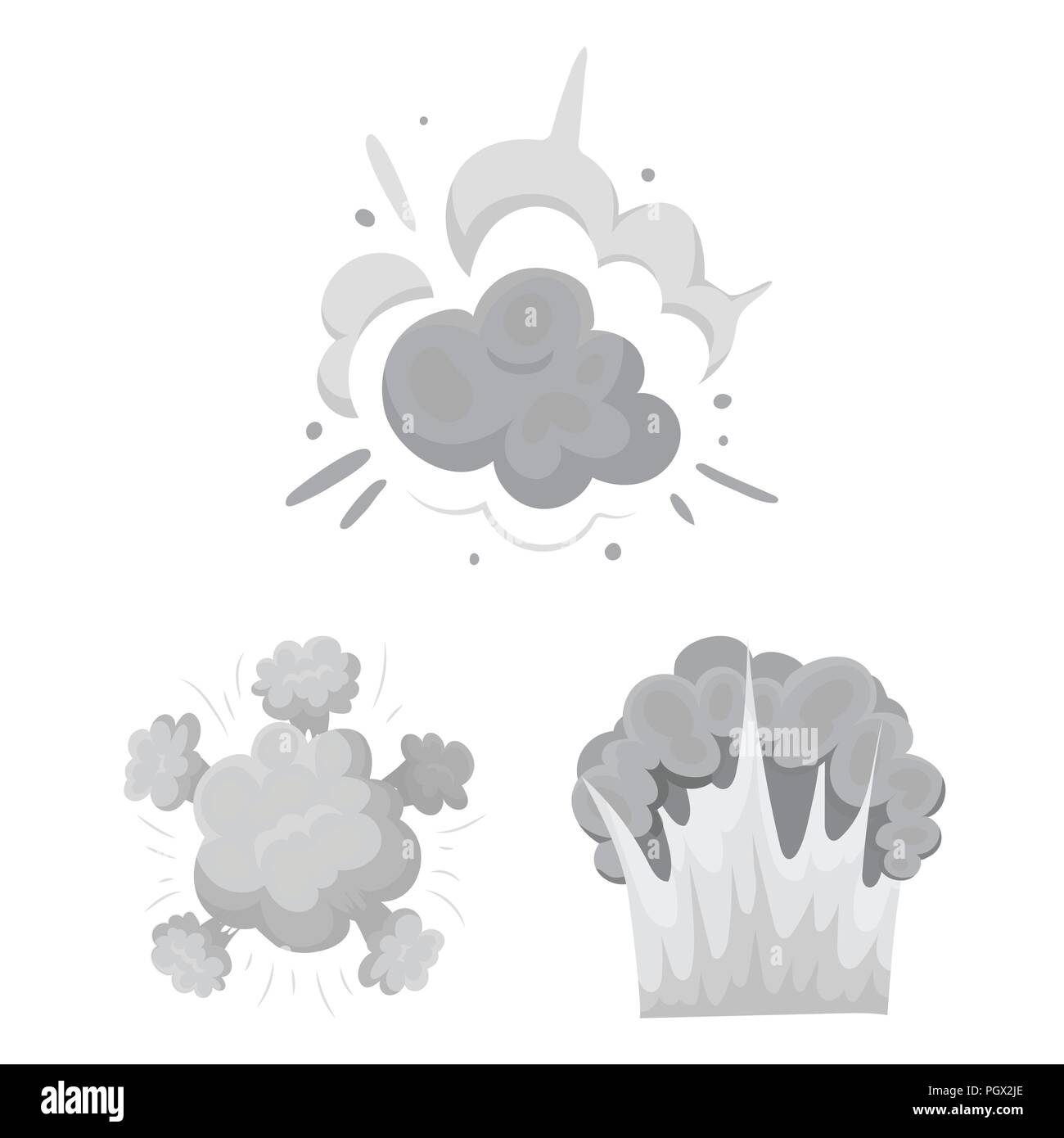 Different explosions monochrome icons in set collection for design ...