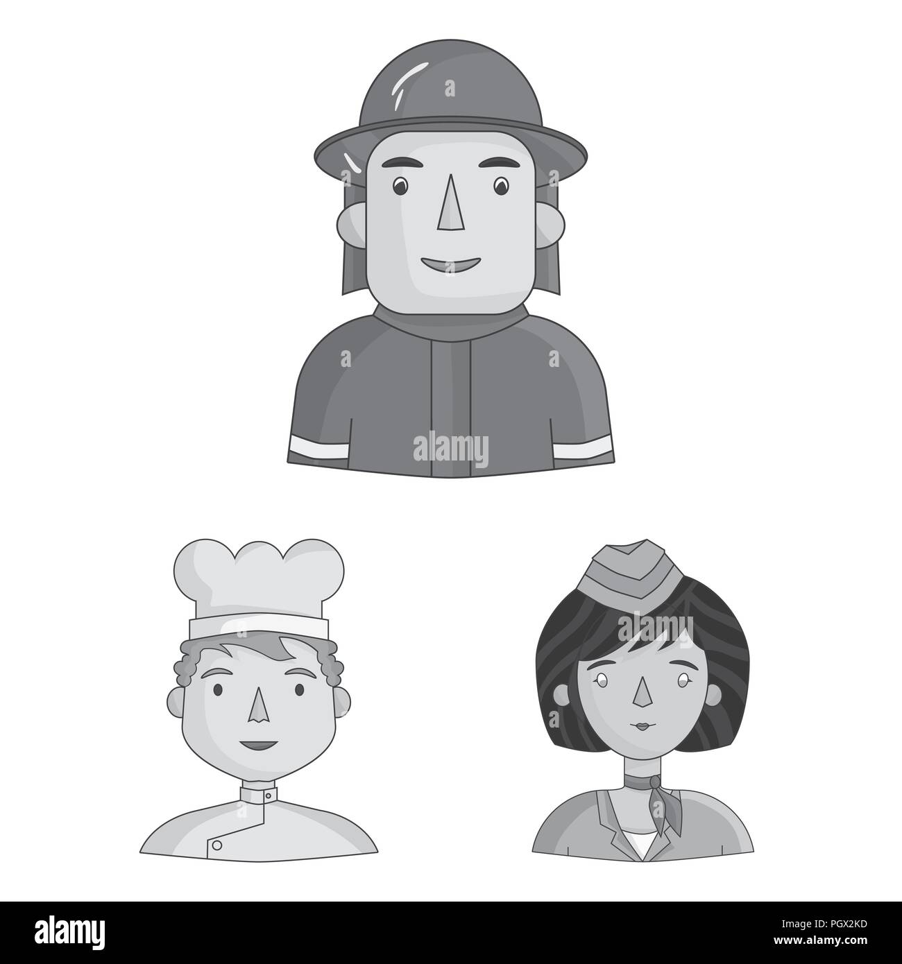 People of different professions monochrome icons in set collection for ...