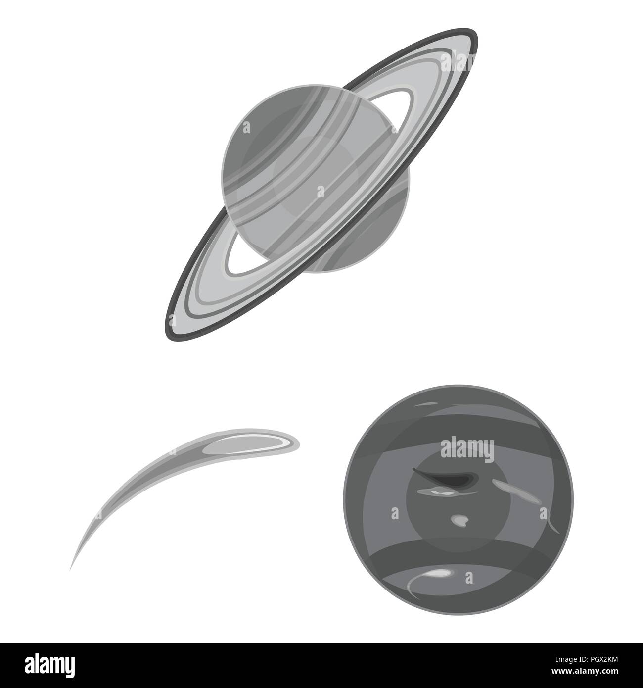 Planets of the solar system monochrome icons in set collection for ...