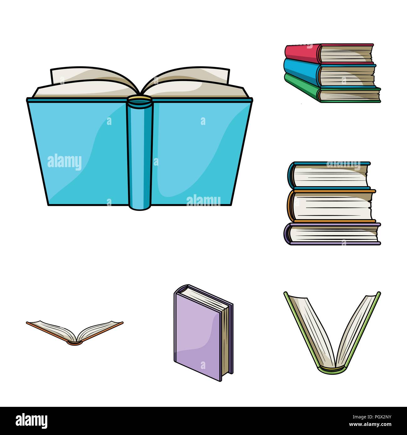 Book bound cartoon icons in set collection for design. Printed products ...