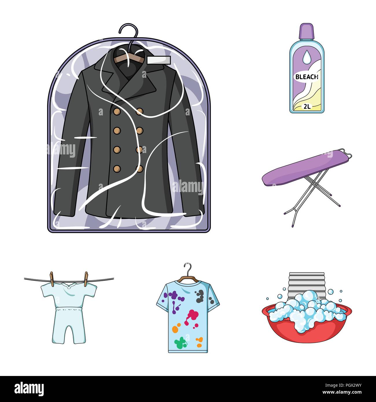 Dry cleaning equipment cartoon icons in set collection for design ...