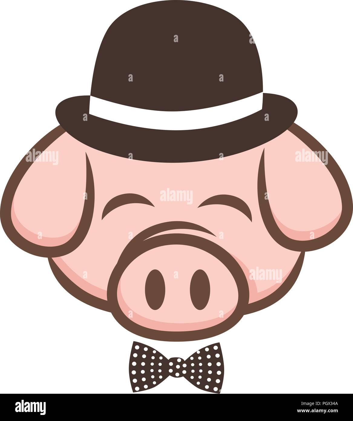 mister pig pork bacon theme cartoon sign vector Stock Vector Image ...