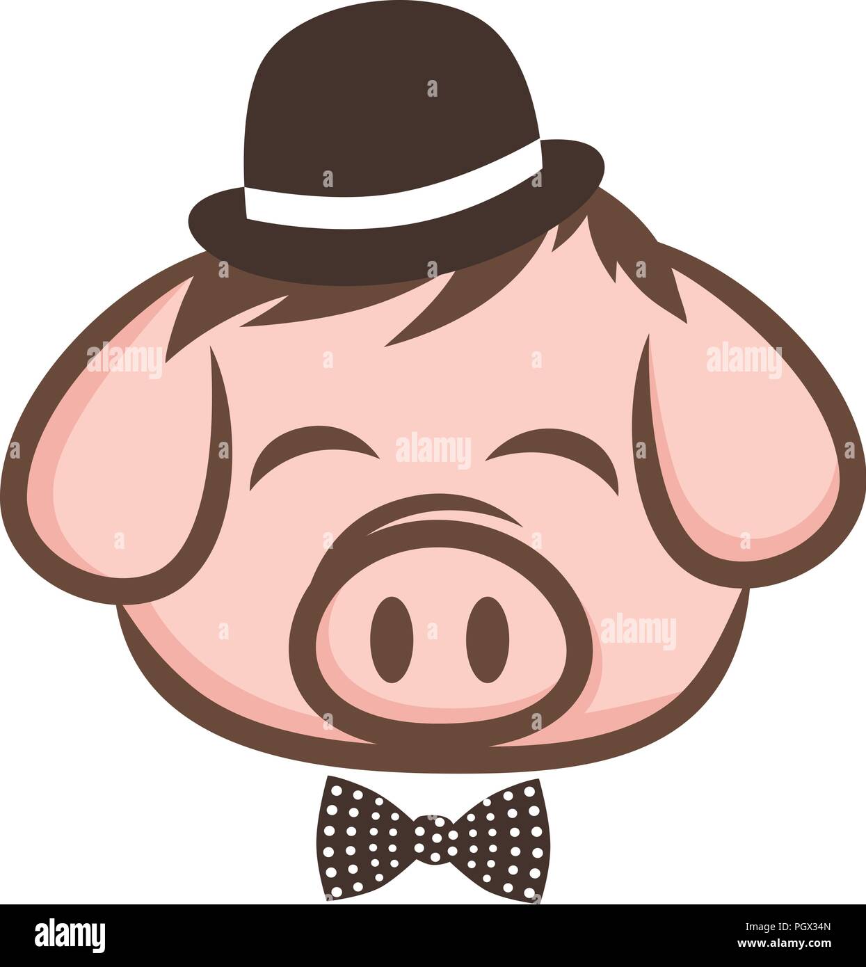 mister pig pork bacon theme cartoon sign vector Stock Vector Image ...