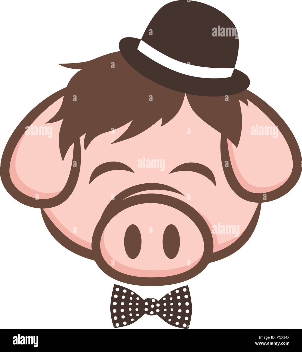 mister pig pork bacon theme cartoon sign vector Stock Vector Image ...