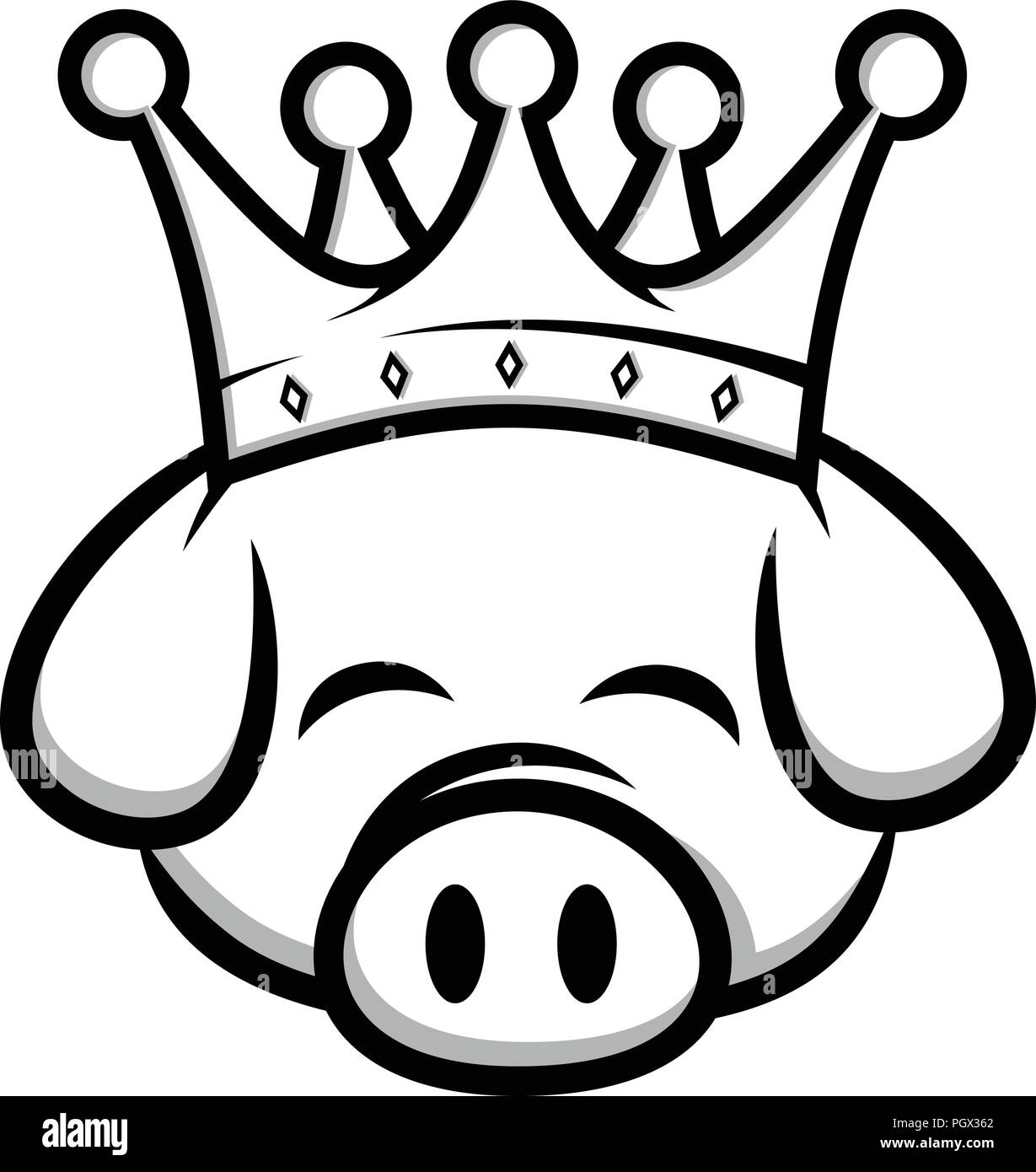 king pig crown pork bacon theme cartoon vector Stock Vector Image & Art ...