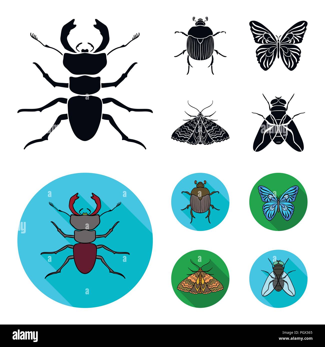 Wrecker, parasite, nature, butterfly .Insects set collection icons in ...