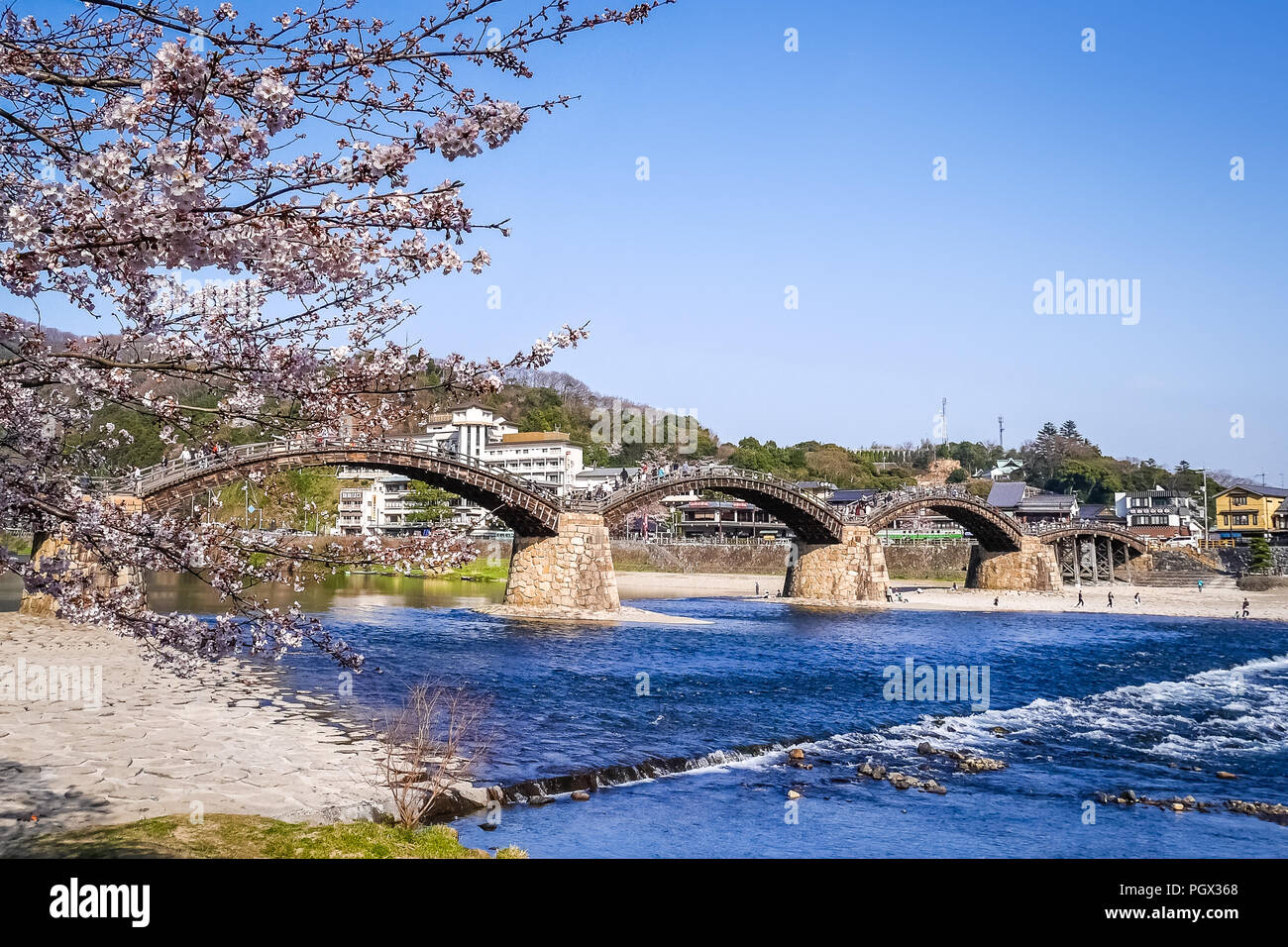 The Kintai Bridge is a historical wooden arch bridge, in Iwakuni City ...