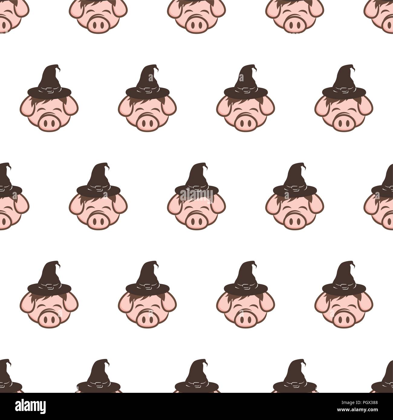wizard pig pork bacon theme cartoon seamless pattern vector Stock ...