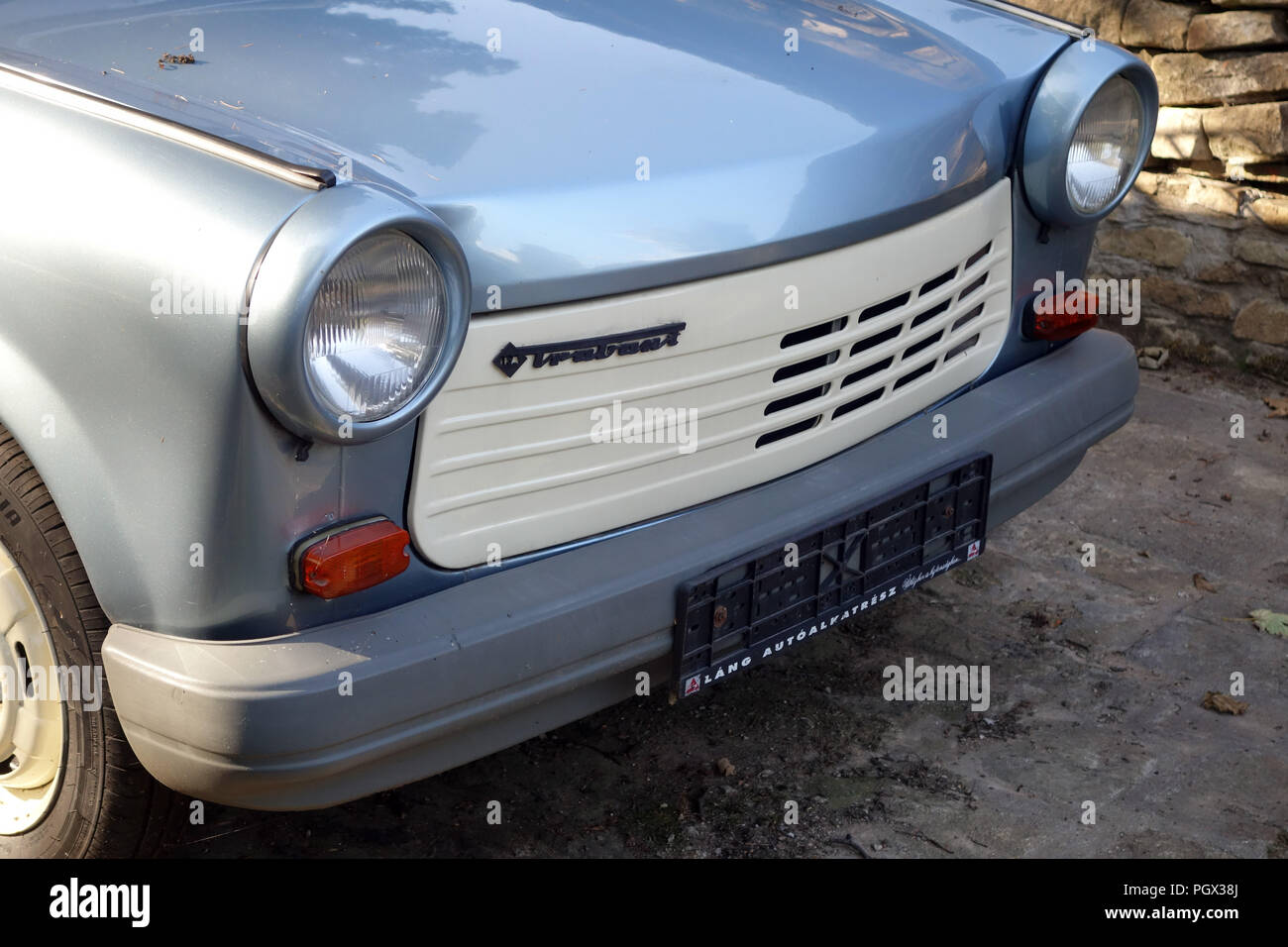 Closeup of the car front of The Trabant estate car was produced from ...