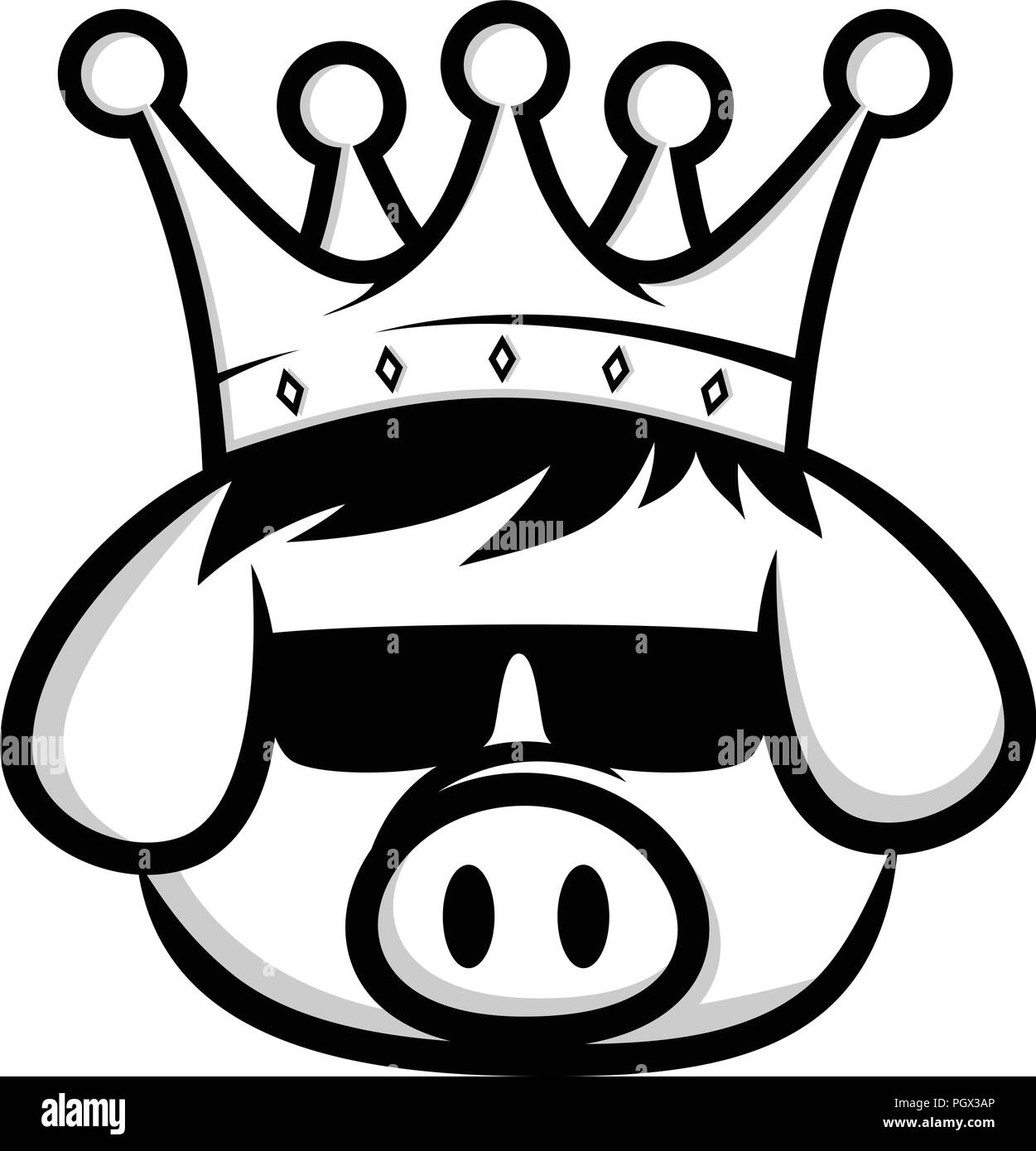 king pig crown pork bacon theme cartoon vector Stock Vector Image & Art ...