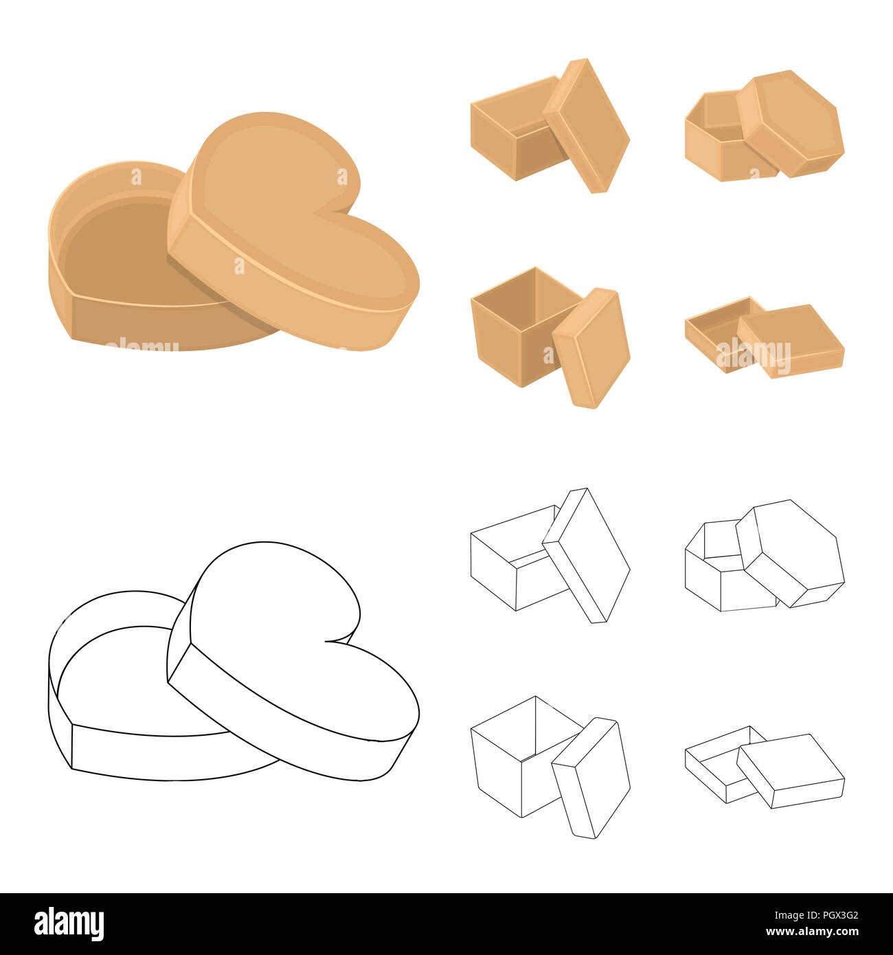 Box, container, package, and other icon in cartoon,outline style.Case ...