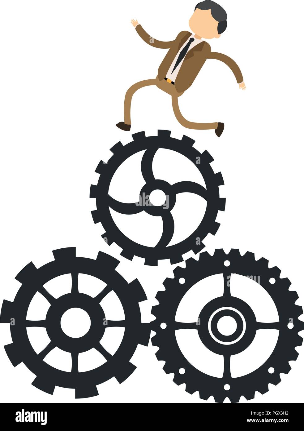 Businessman running on gears hi-res stock photography and images - Alamy