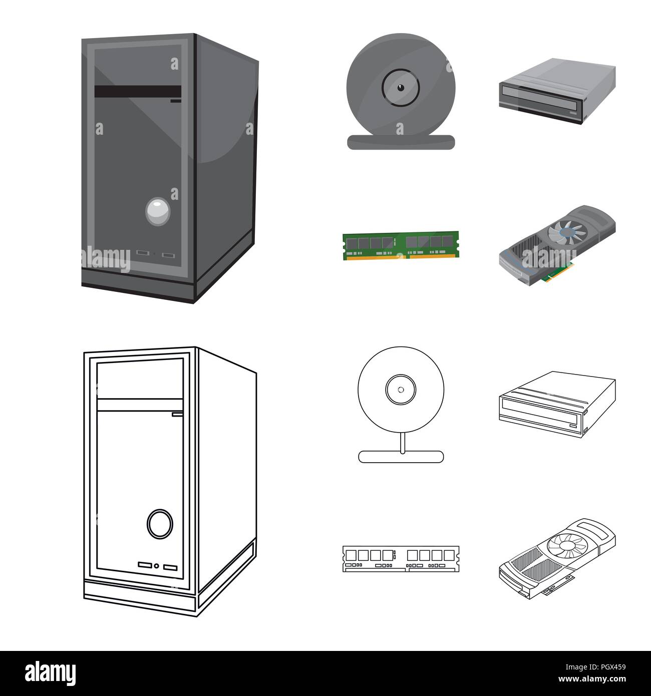 System unit, memory card and other equipment. Personal computer set ...