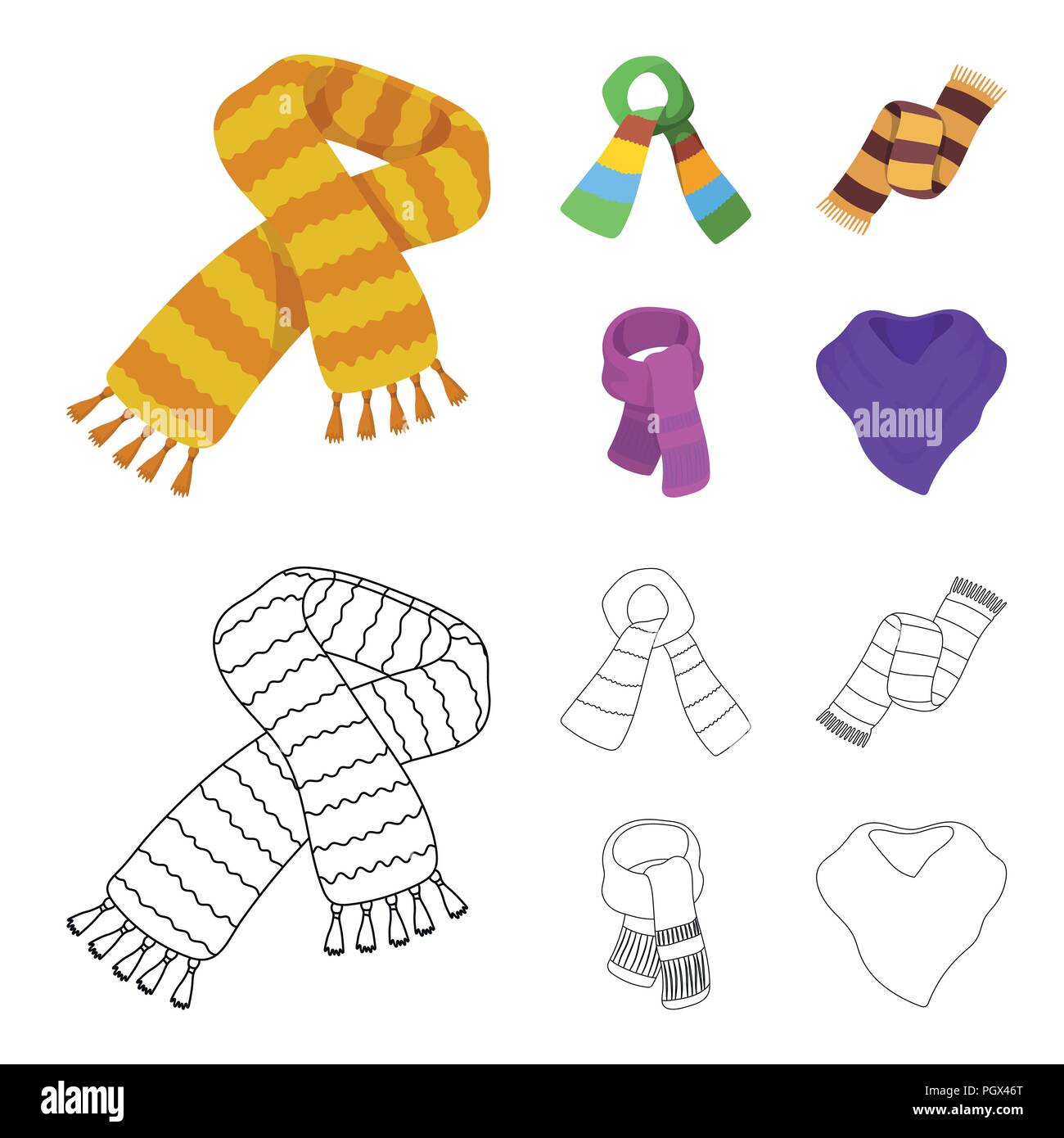 Various kinds of scarves, scarves and shawls. Scarves and shawls set ...