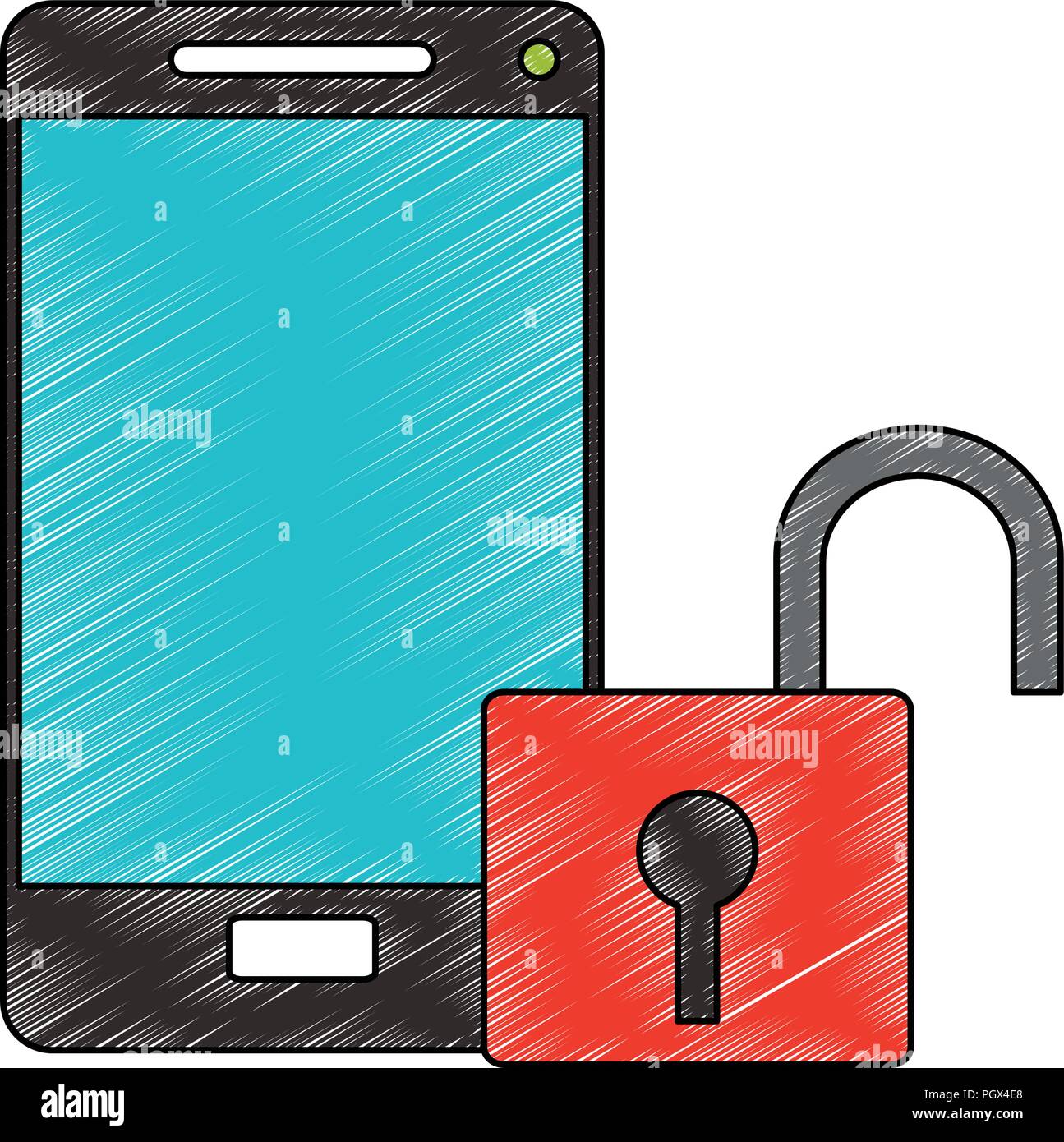 Smartphone unlocked security scribble Stock Vector Image & Art - Alamy