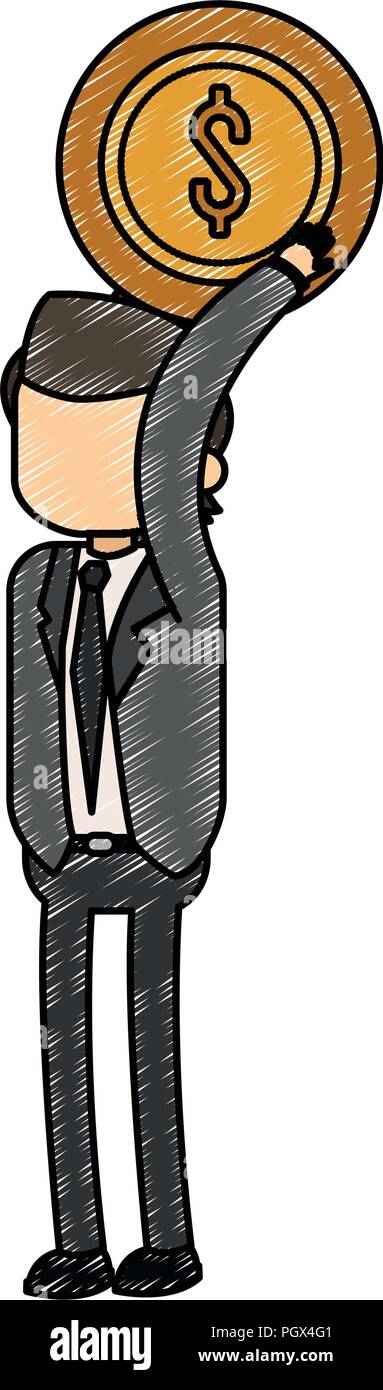 Cartoon illustration man coin head hi-res stock photography and images ...