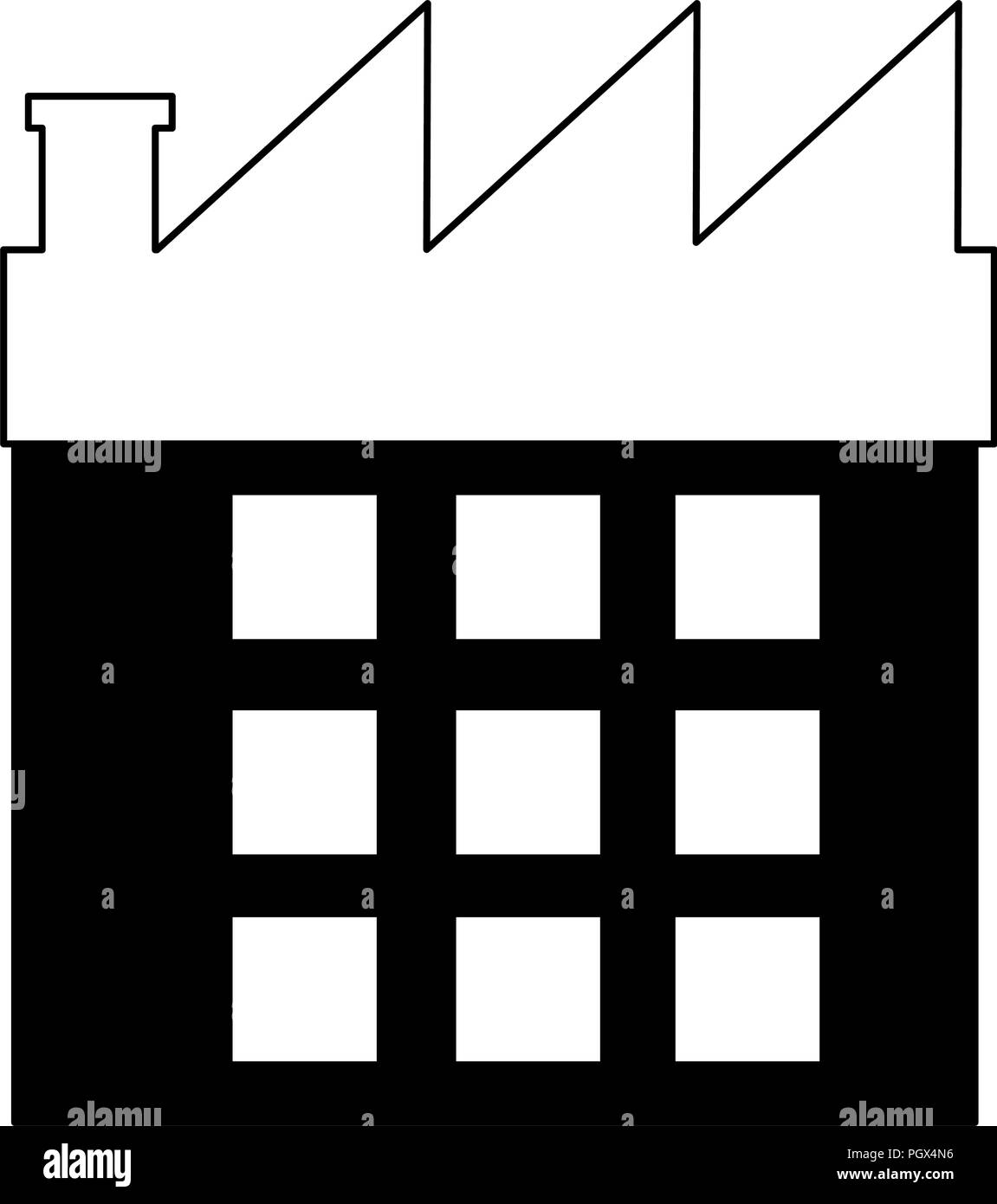 Factory building symbol in black and white Stock Vector Image & Art - Alamy
